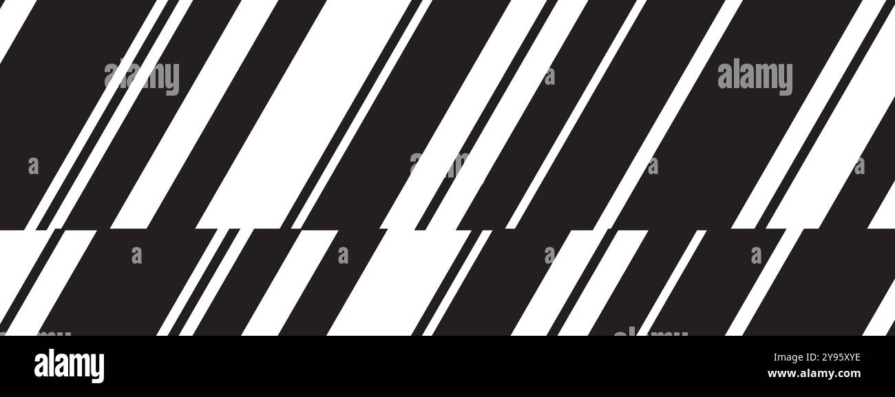 Oblique parallel stripes of different thickness. Slanted black and white lines background ...