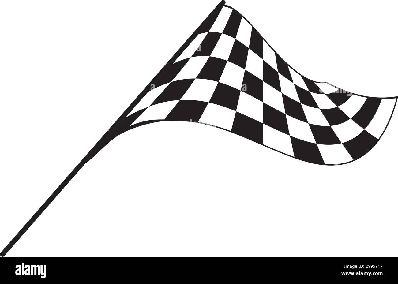 Winding race flag with checkered pattern. Start or finish props on ...