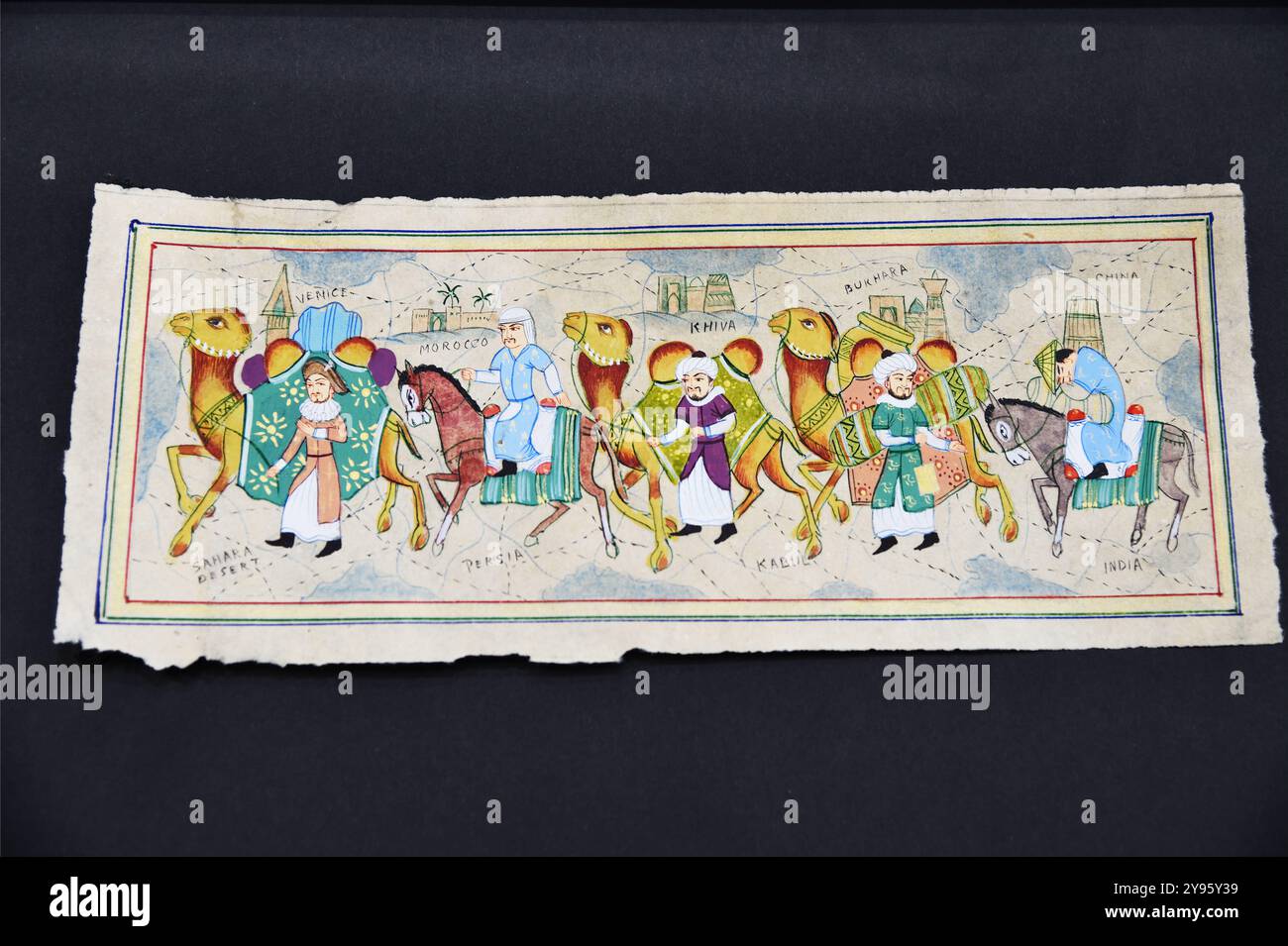 Bukhara, Uzbekistan - Sept 13, 2024: Uzbek miniature on silk paper ...