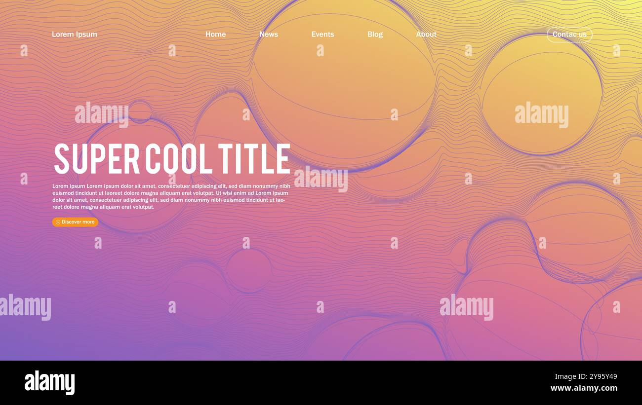 Landing page abstract design with dynamic line bubbles . Template for ...