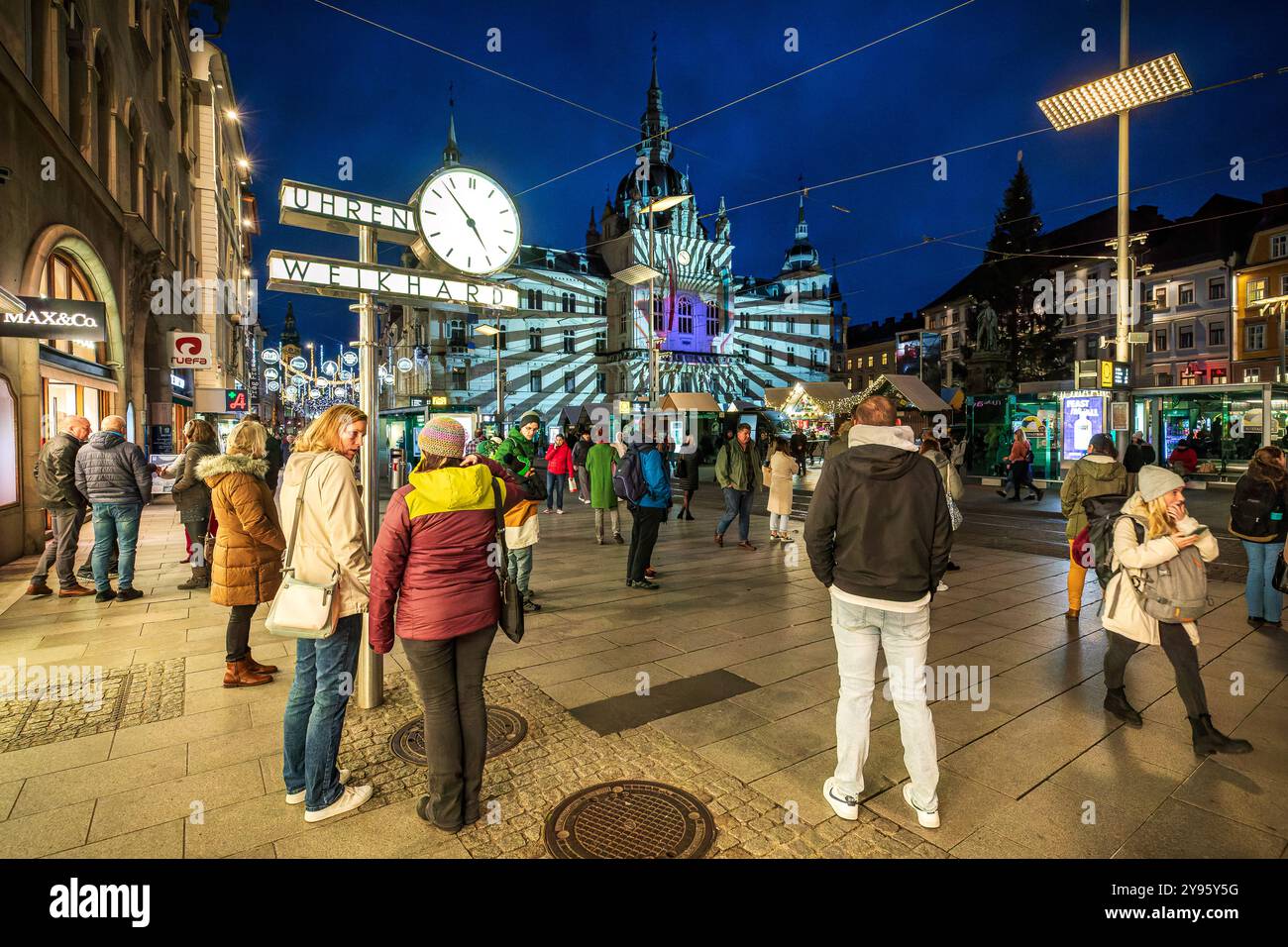 Weikhard Clock and Town Hall in Graz Stock Photo - Alamy