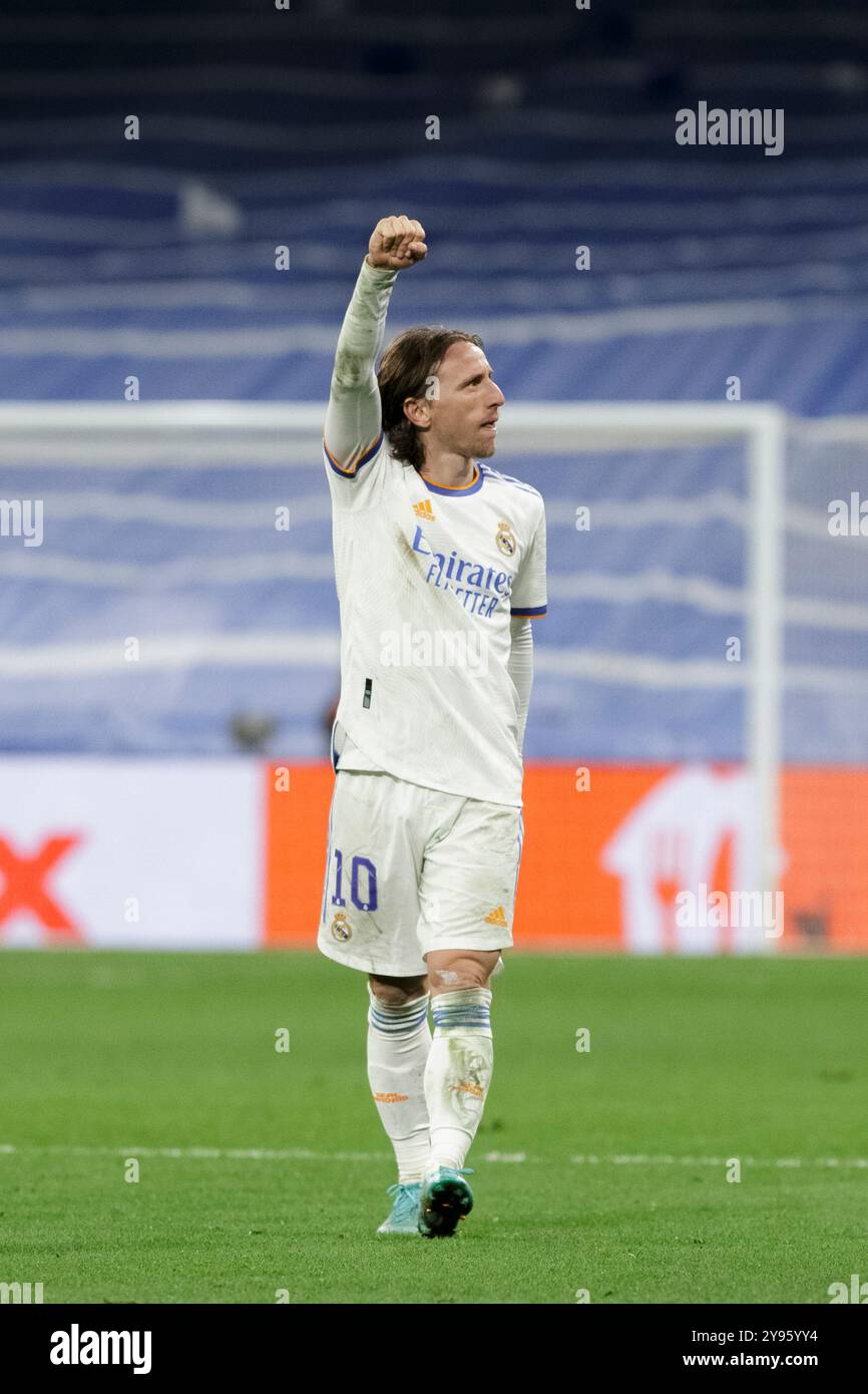 MADRID,SPAIN - April 12:Luka Modric of Real Madrid celebrates victory ...