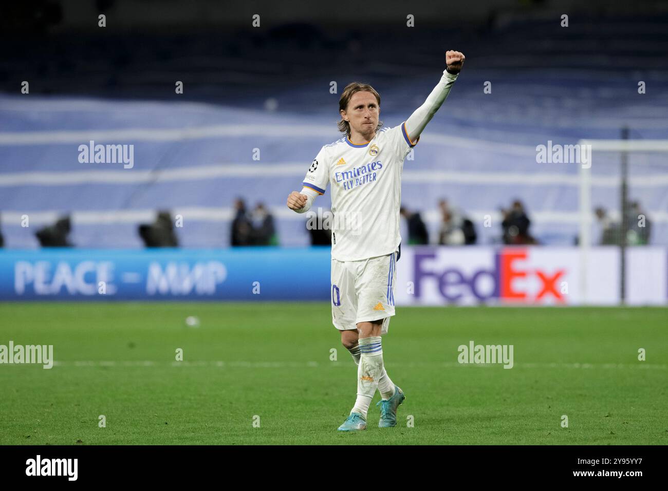 MADRID,SPAIN - April 12:Luka Modric of Real Madrid celebrates victory ...