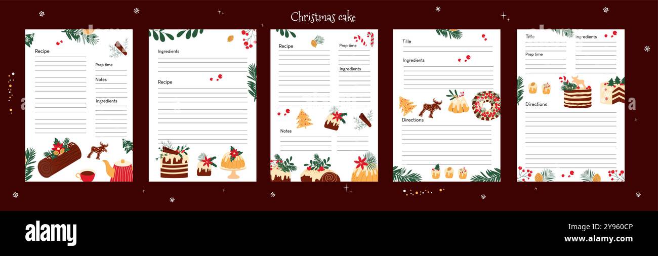 Hand drawn templates for recipe book pages. Vector desigh with ...
