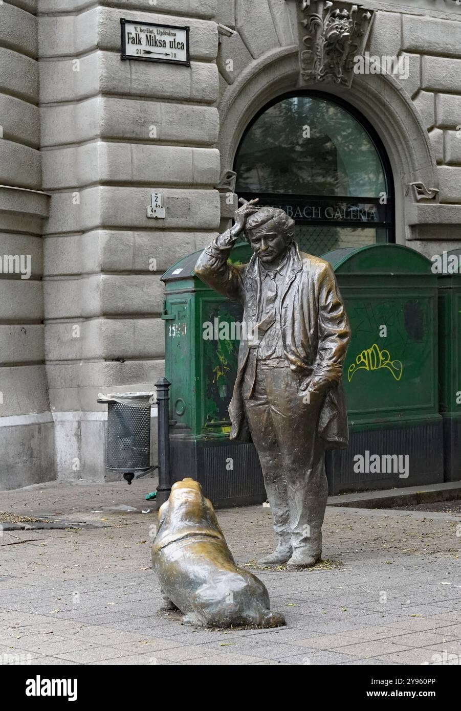 Peter Falk as Columbo, a statue in Falk Street in Budapest, purportedly ...