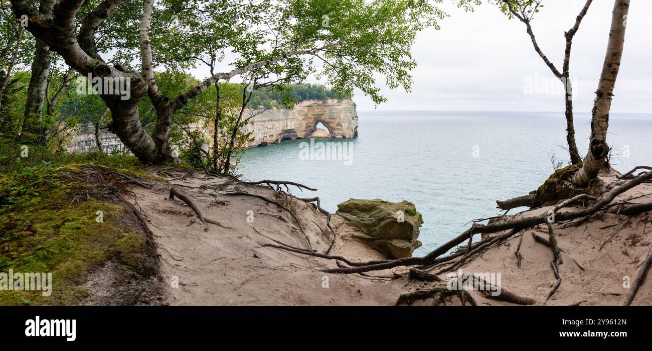 Panoramic photograph of Grand Portal Point along the shore of Lake ...