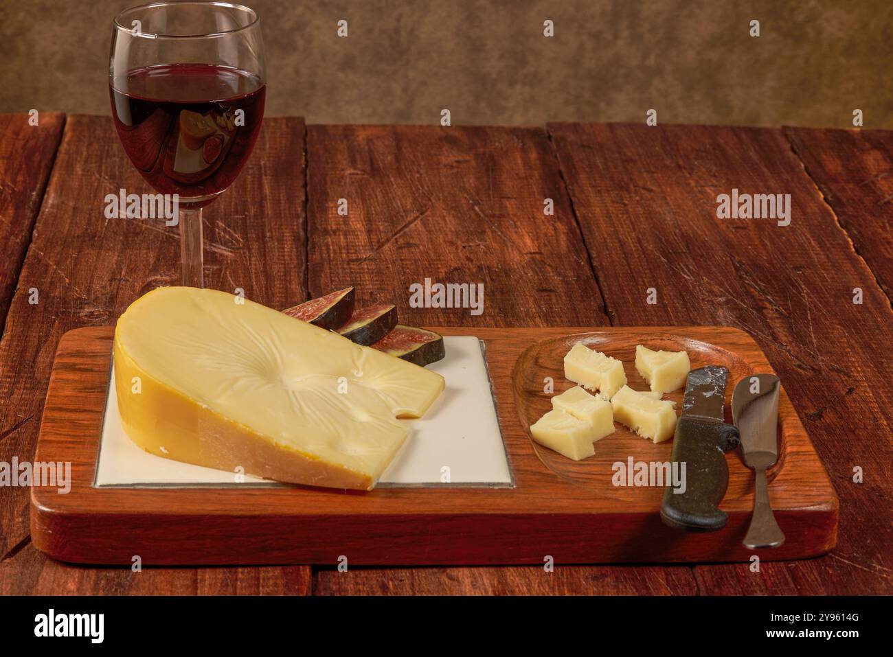 A board with different cheeses with great flavour and texture ...