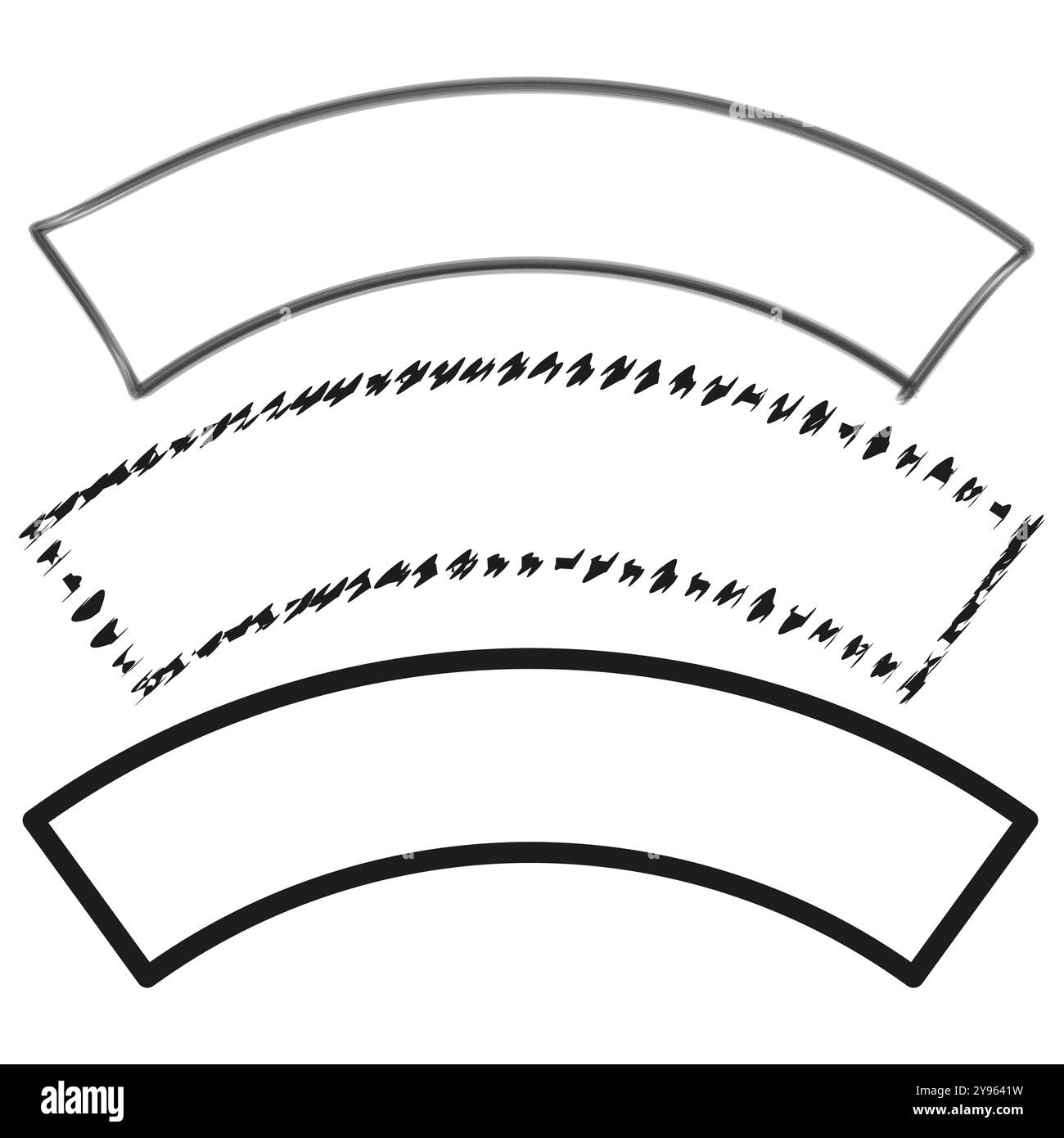 Curved banner icon. Hand-drawn ribbon. Simple vector shape. Abstract ...