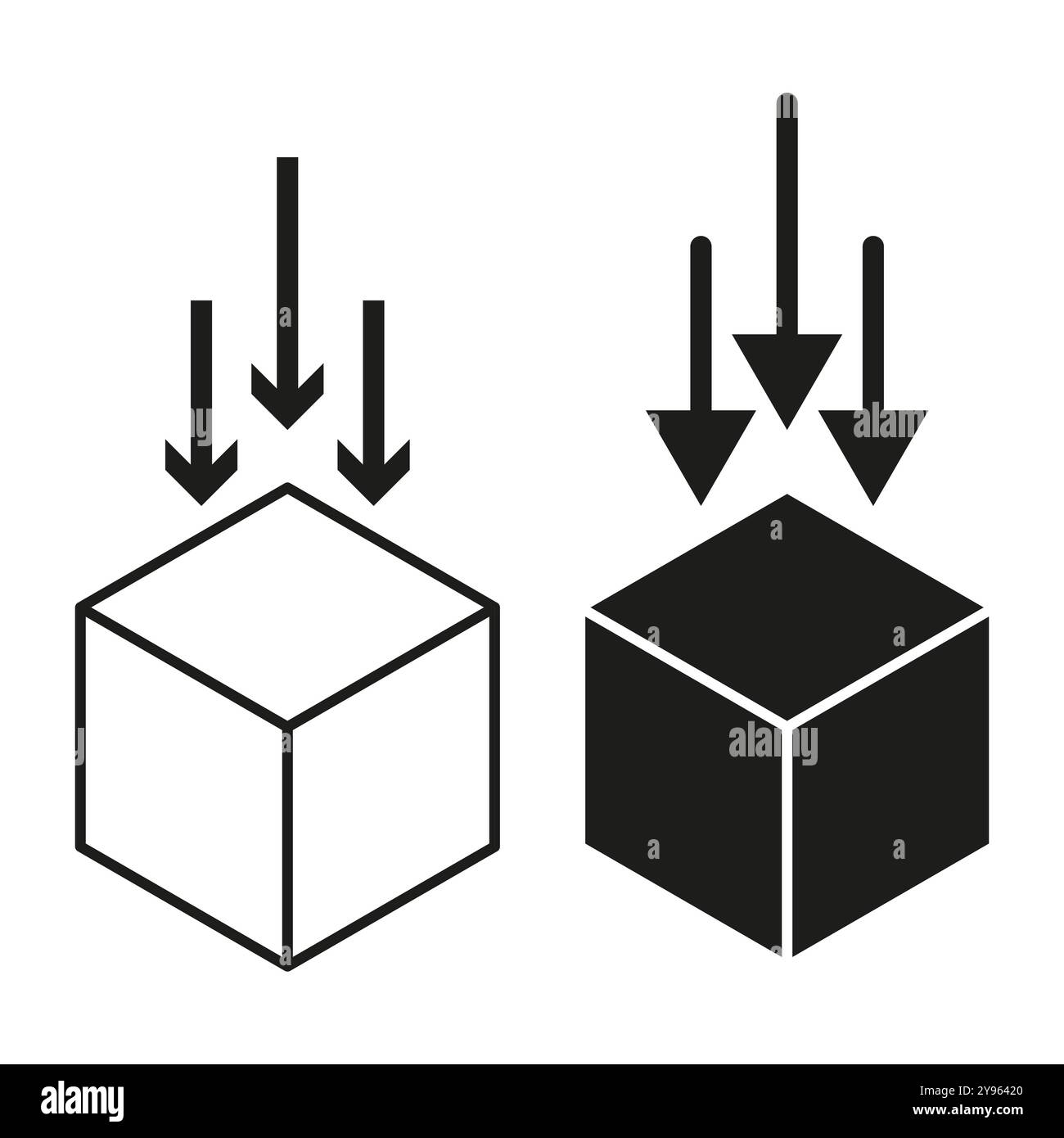 Package box icon. Delivery box symbol. Black cube vector. Arrow ...