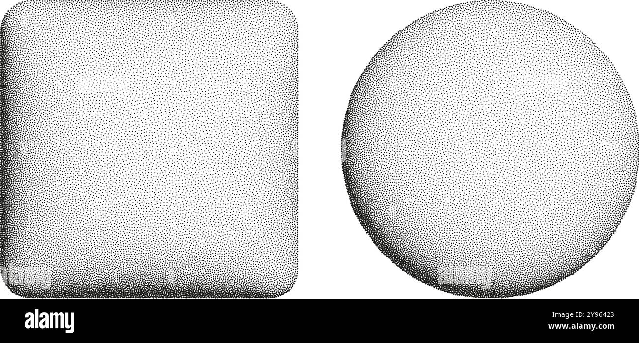 3d halftone shapes, square and circle stipple forms, black splatter ...