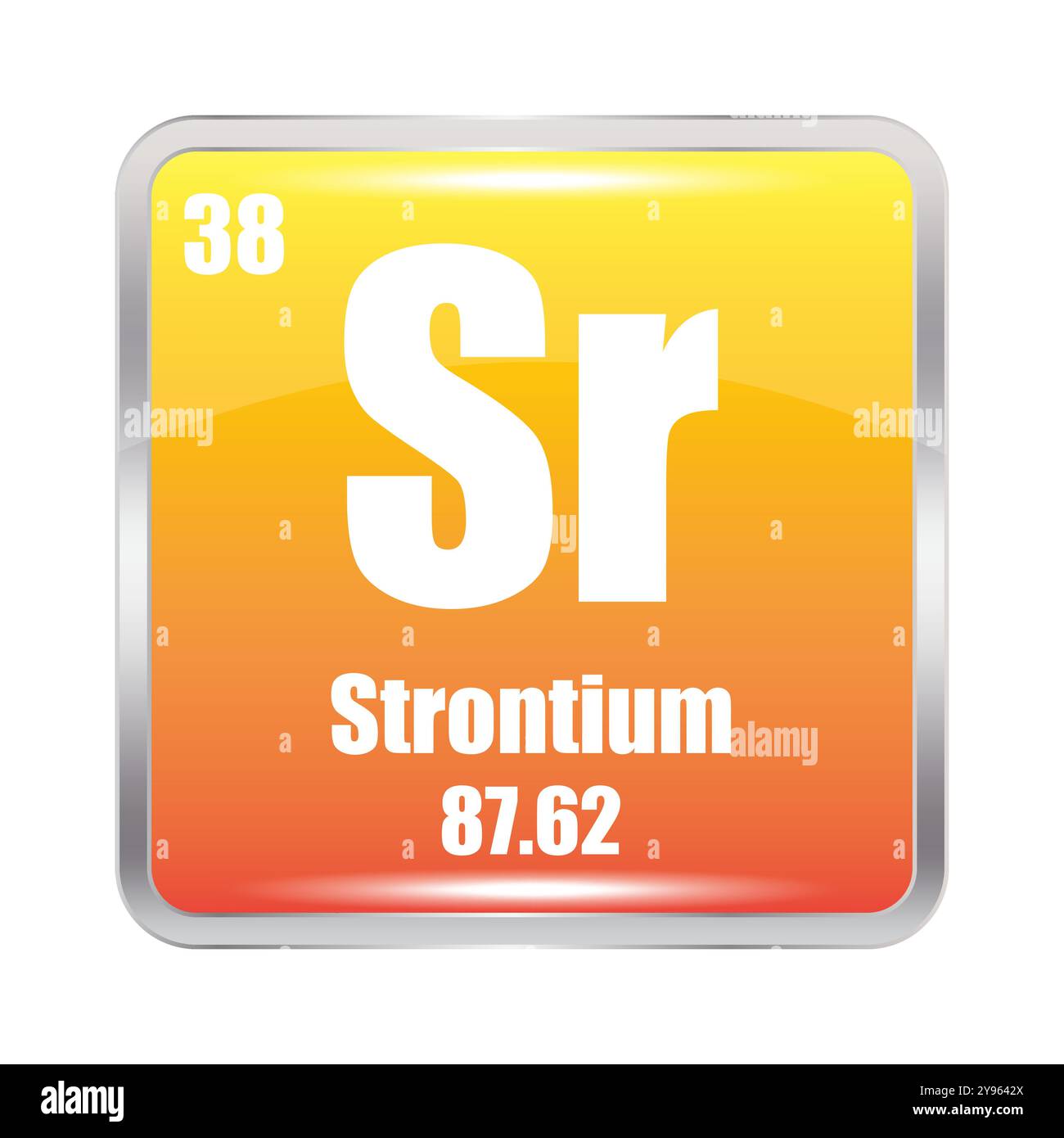 Strontium icon. Sr chemical element. Atomic number 38. Mass 87.62 ...