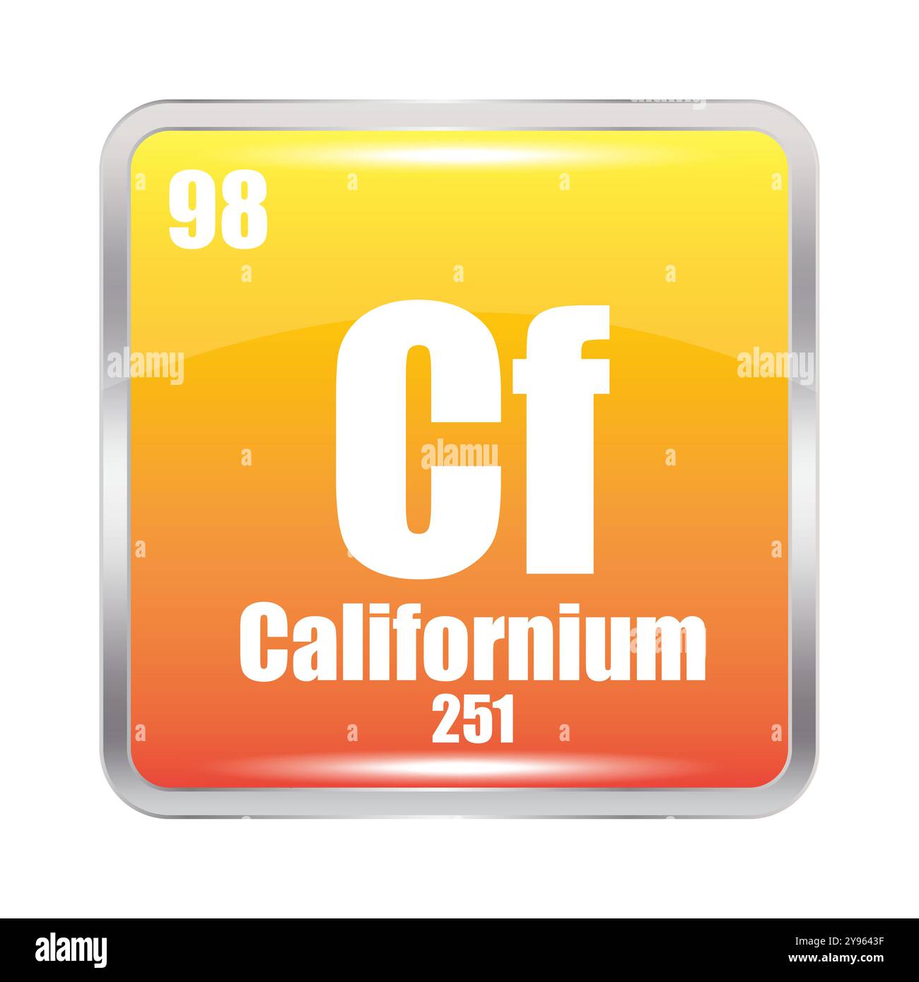 Californium icon. Cf chemical element. Atomic number 98. Mass 251 ...