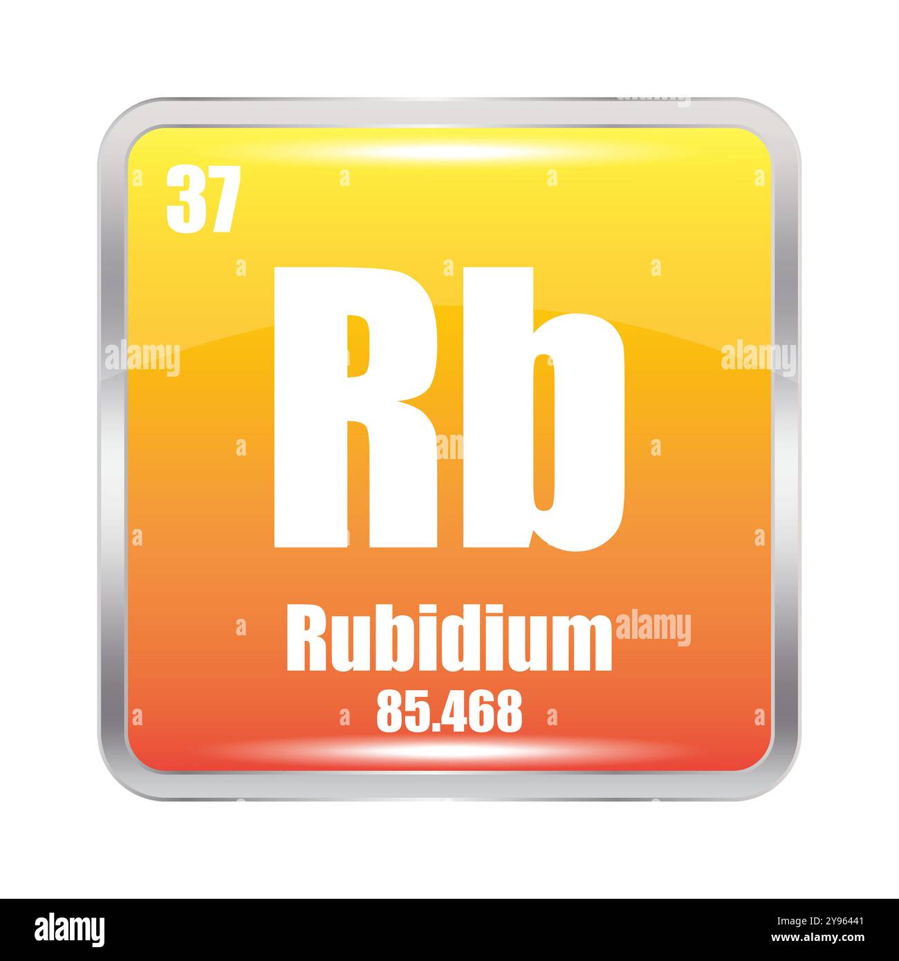 Rubidium icon. Rb chemical element. Atomic number 37. Mass 85.468 ...