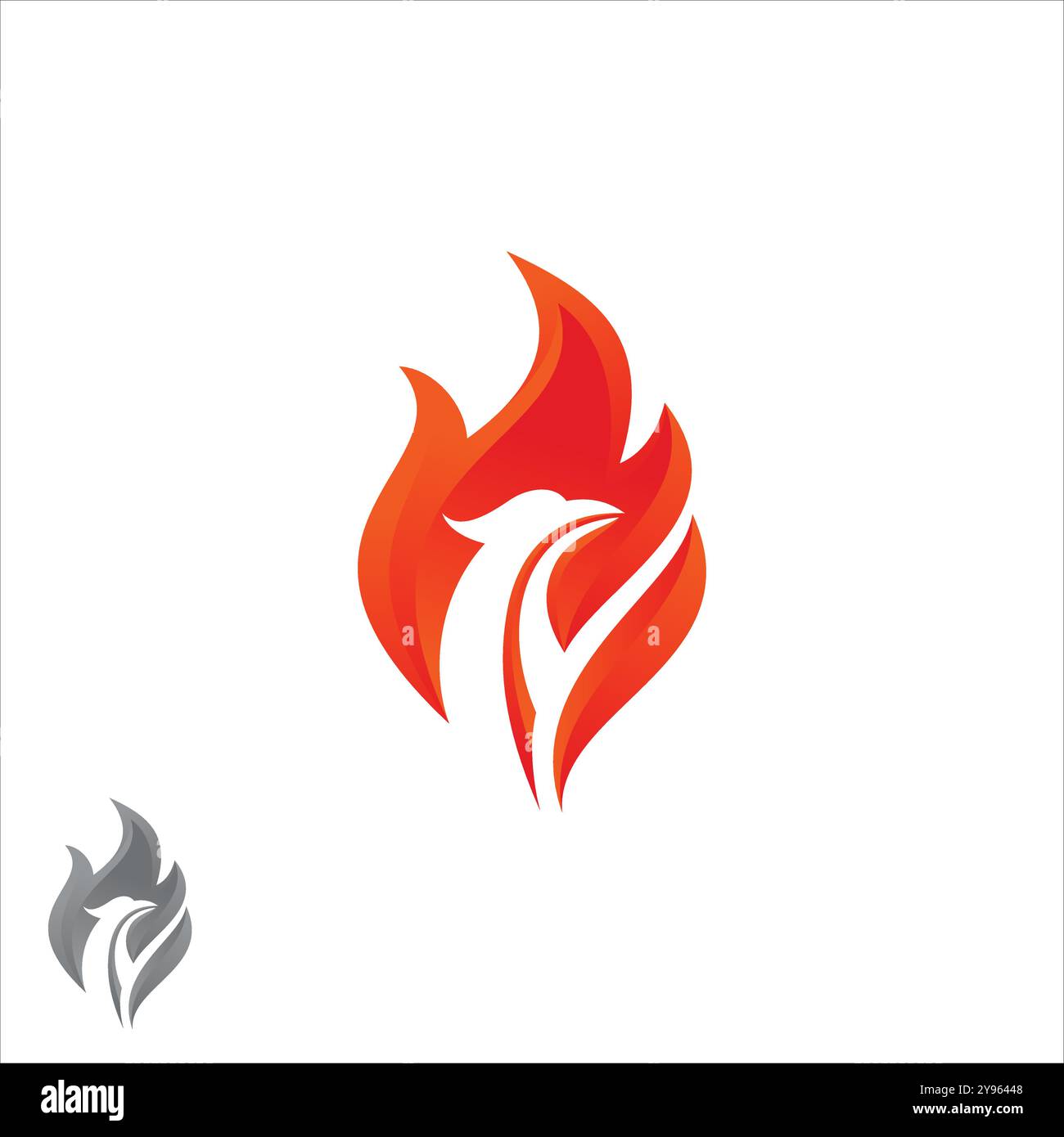 Mythological animal Phoenix fire bird vector logo design. Vector ...
