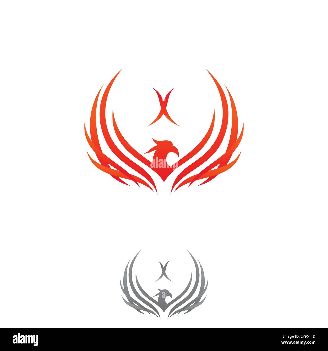 Mythological animal Phoenix fire bird vector logo design. Vector ...