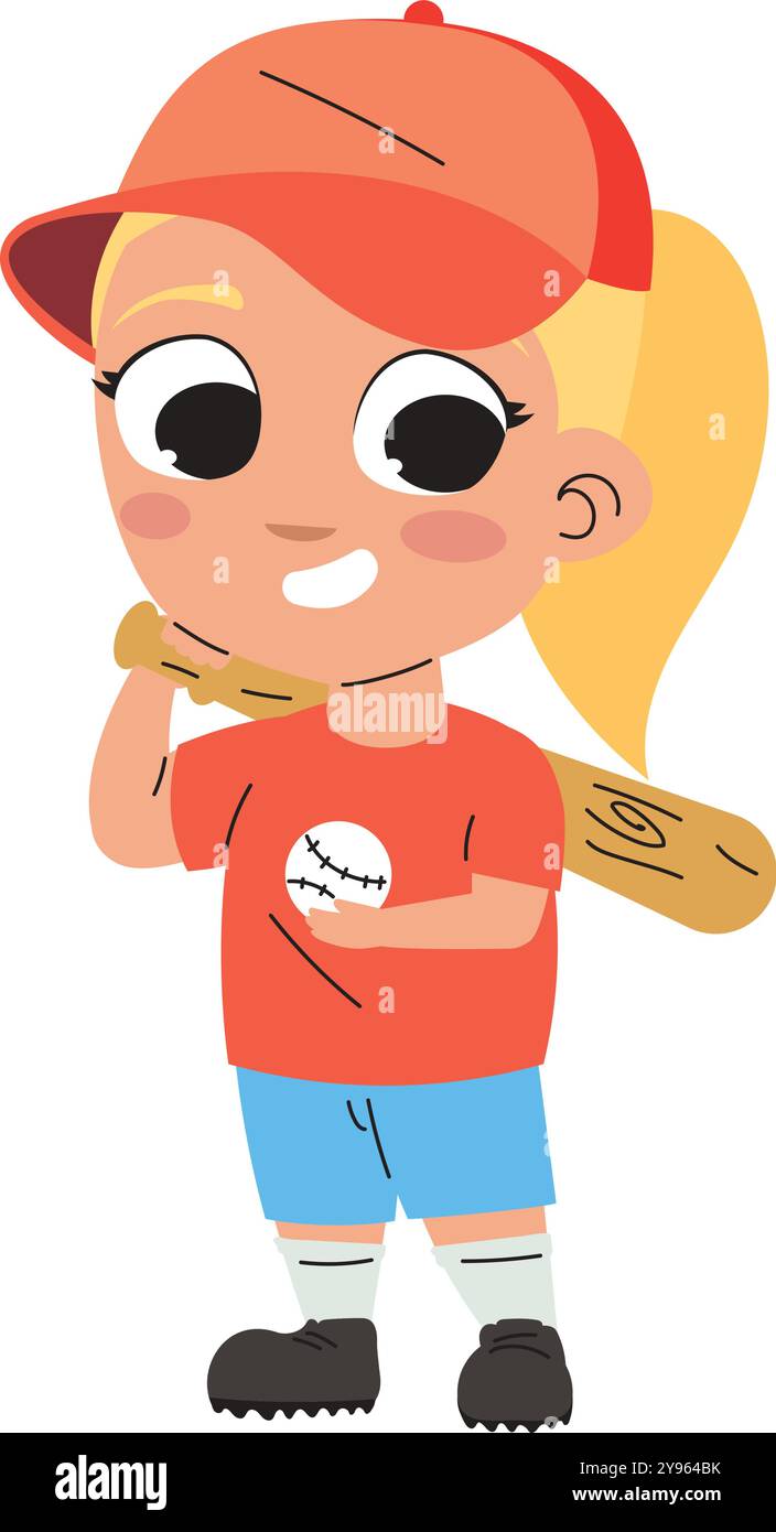cute girl practicing baseball Stock Vector Image & Art - Alamy