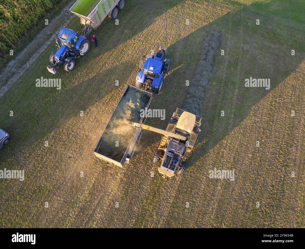 Aerial view two tractors working hi-res stock photography and images ...
