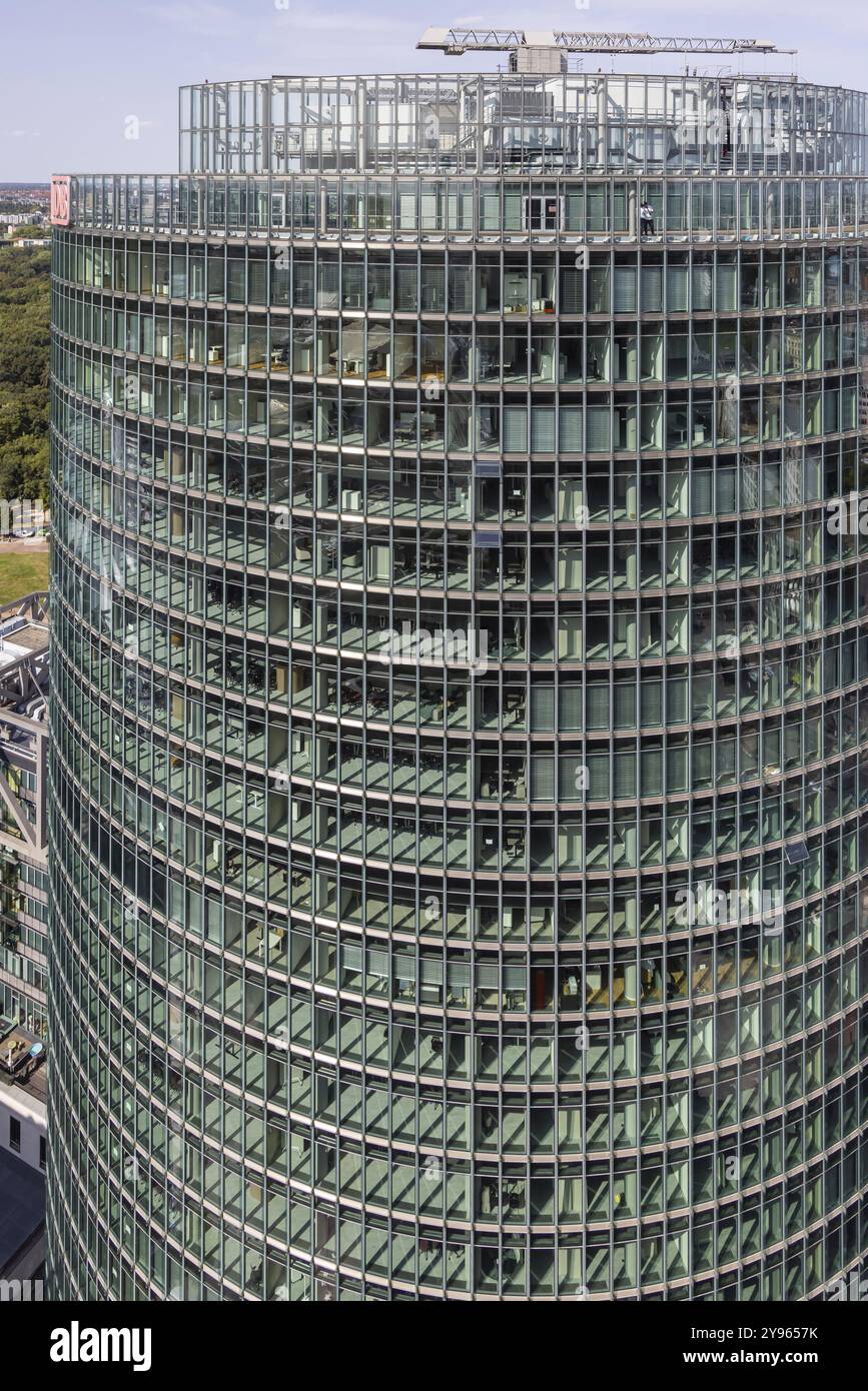 Deutsche Bahn AG office building, railway tower. View from the panorama ...