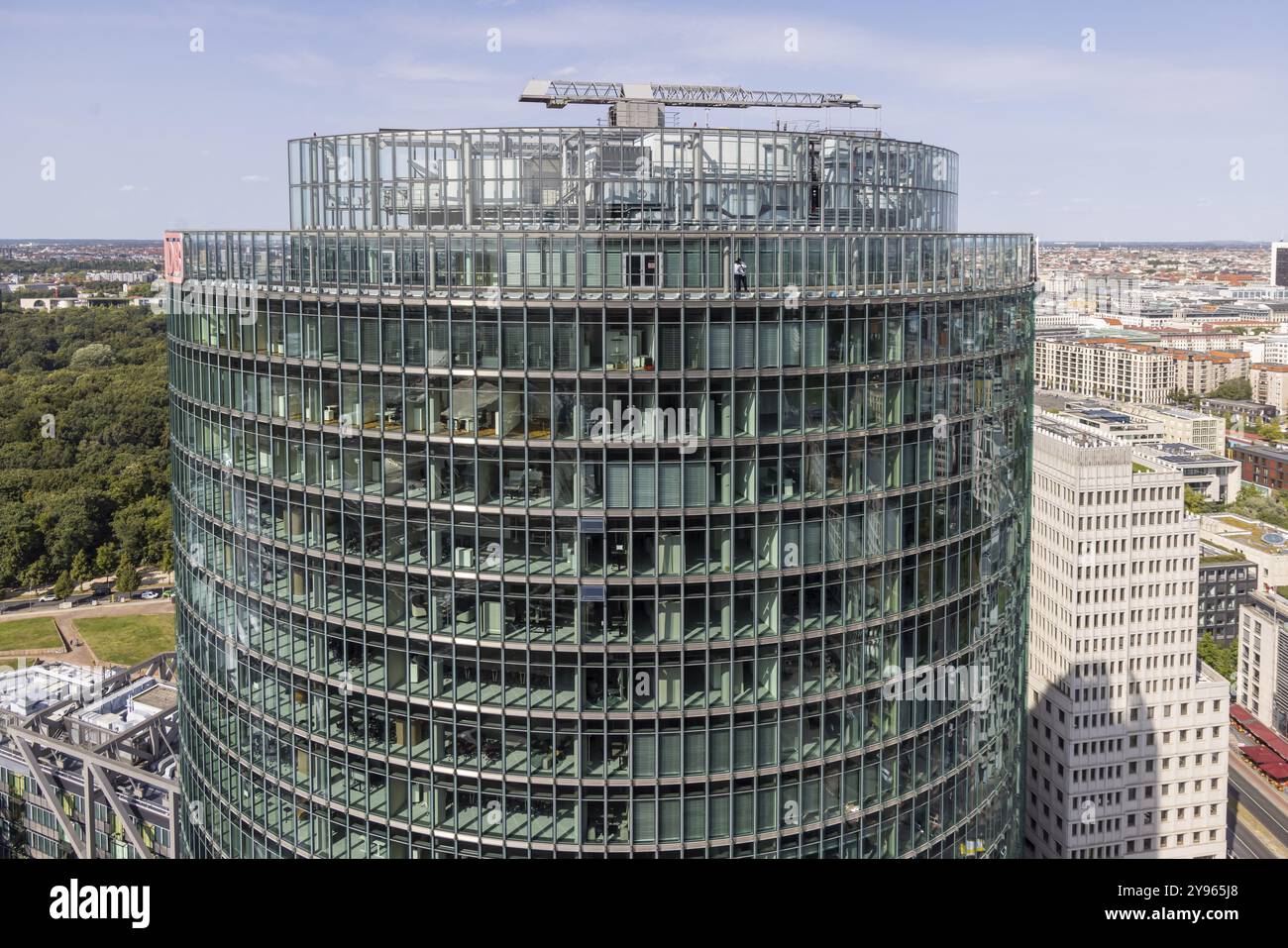 Deutsche Bahn AG office building, railway tower. View from the panorama ...