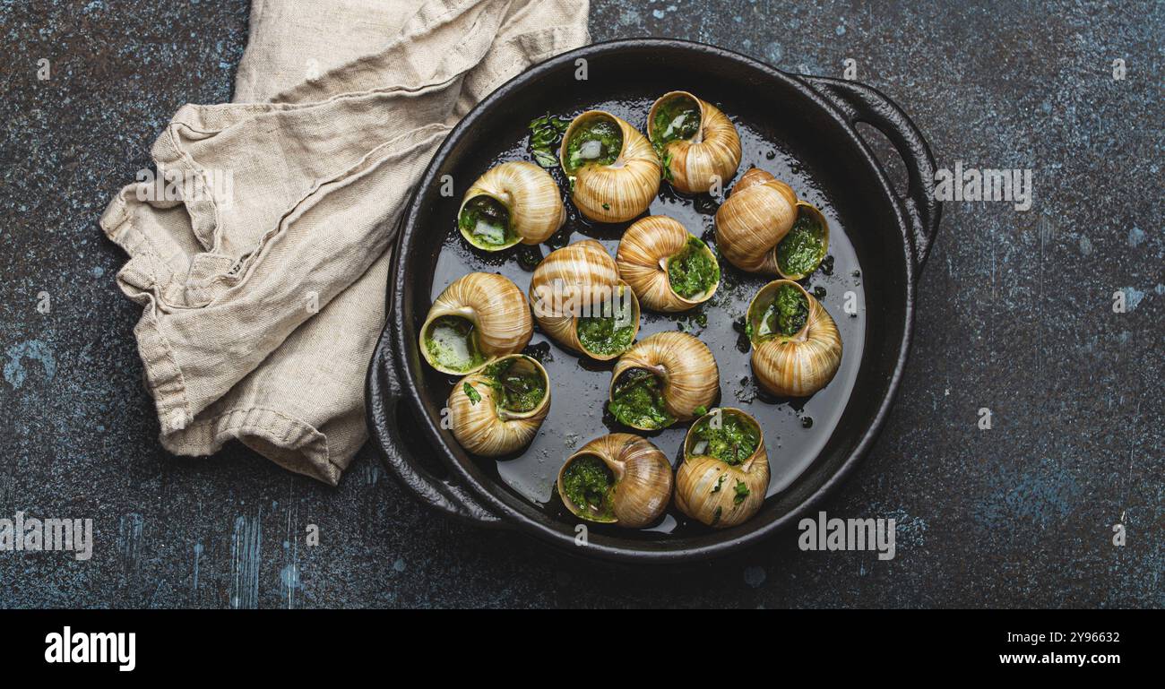 Escargots de Bourgogne Cooked Snails with Garlic Butter and Parsley in ...