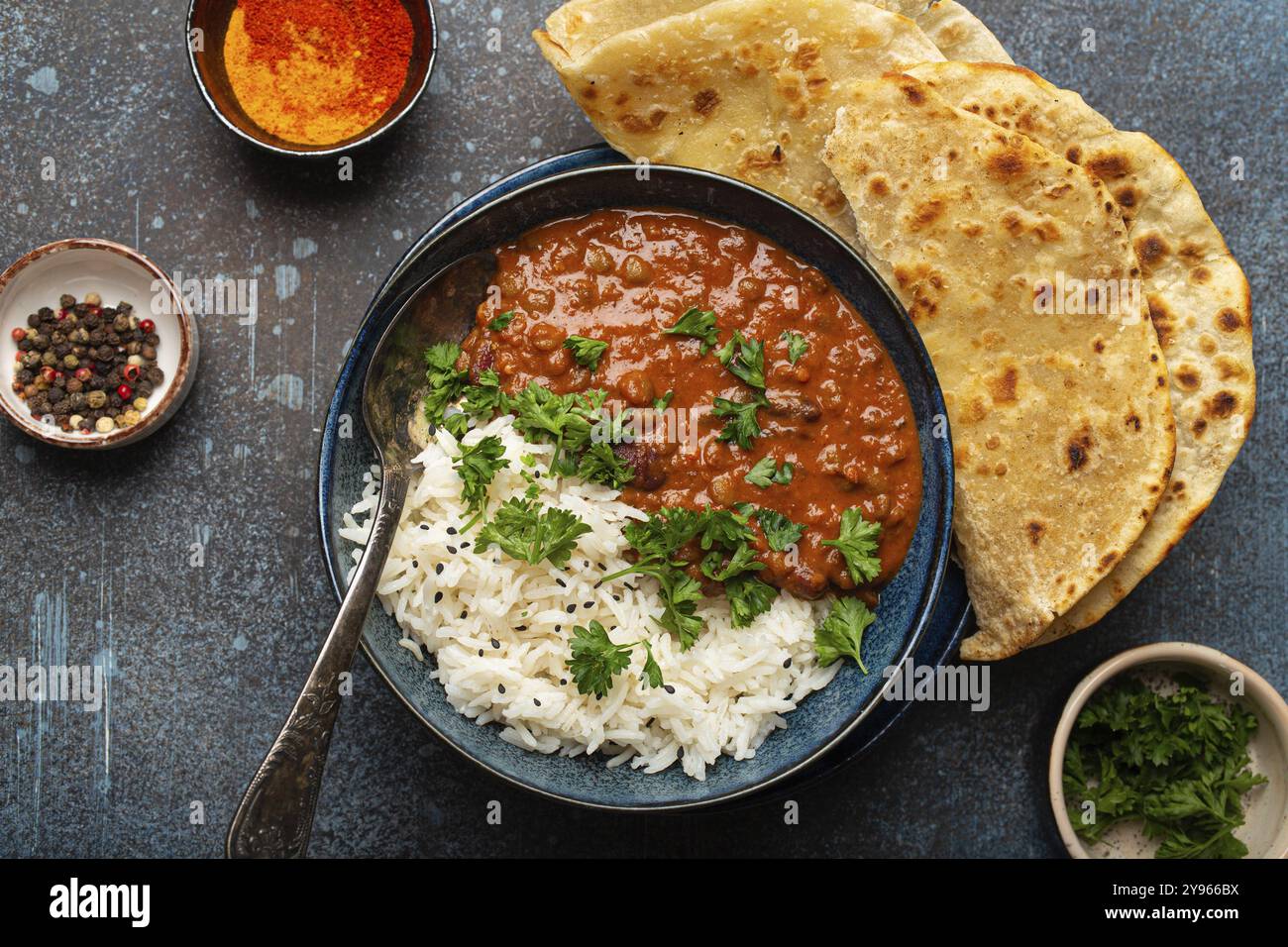 Traditional Indian Punjabi dish Dal makhani with lentils and beans in ...