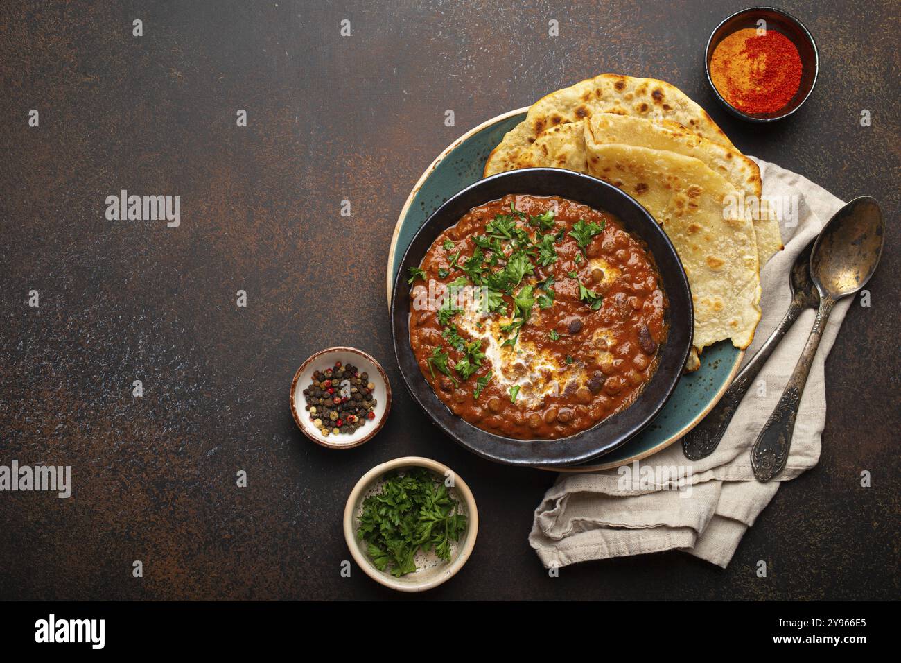 Traditional Indian Punjabi dish Dal makhani with lentils and beans in ...