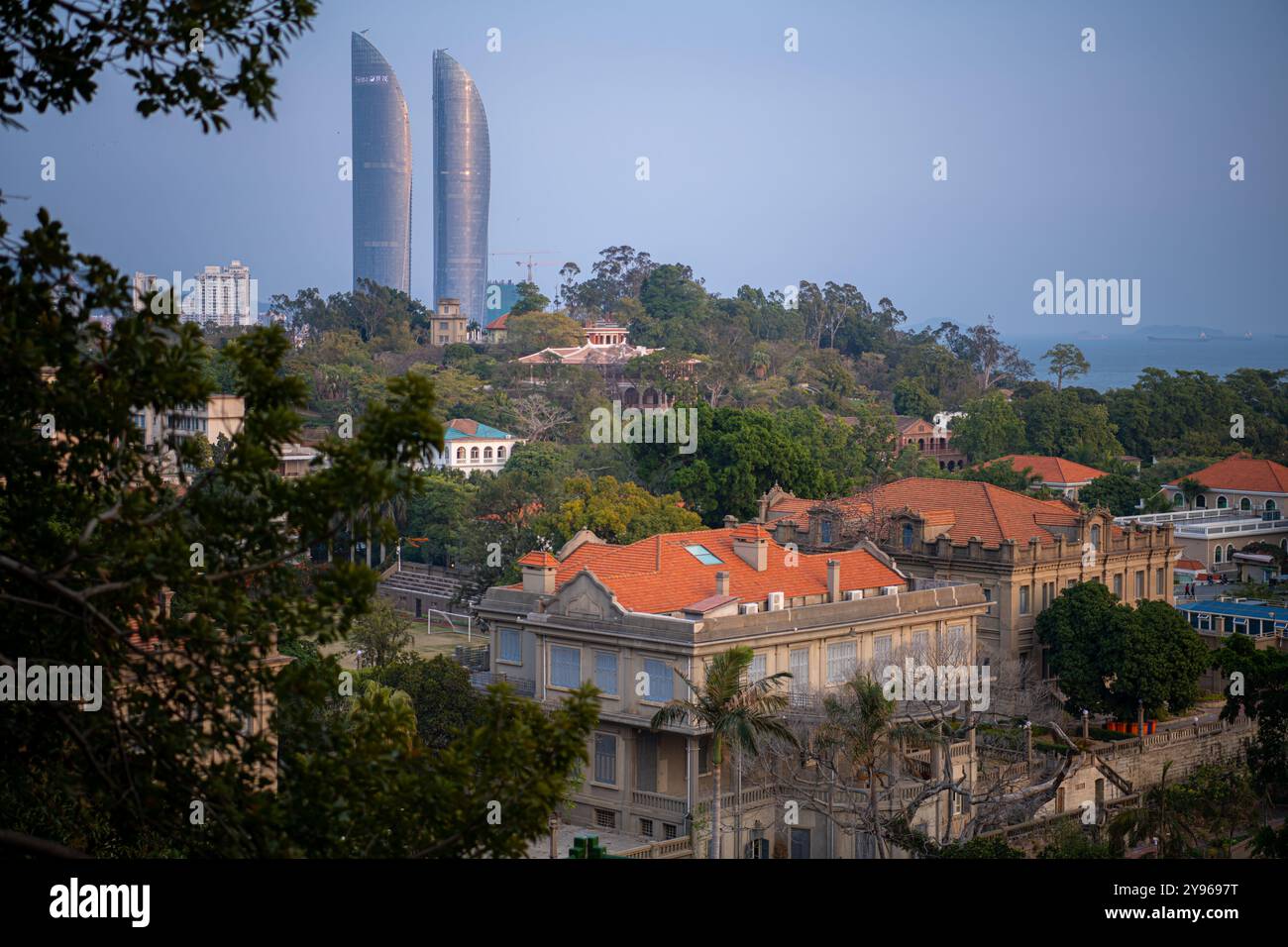 View on Gulangyu island from the traditional Chinese temple, Xiamen ...