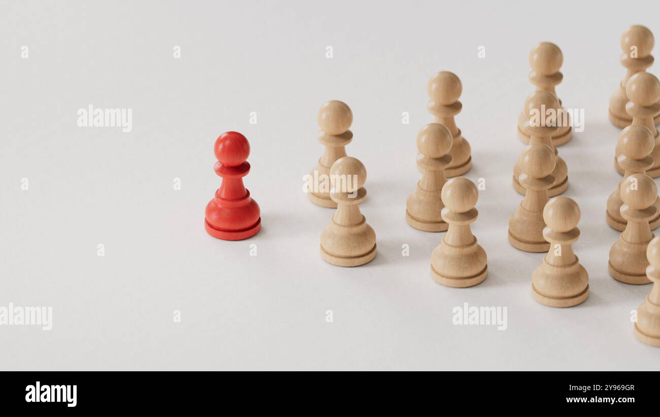 Leadership concept, red pawn of chess, standing out from the crowd of ...
