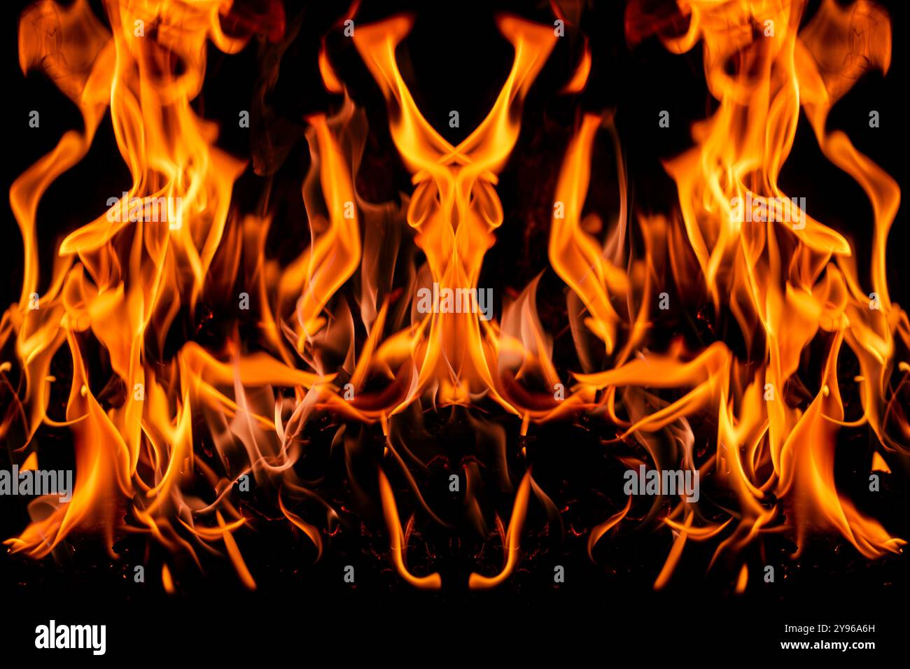 Fire flame background. Hell bonfire. Texture of fire on a black ...