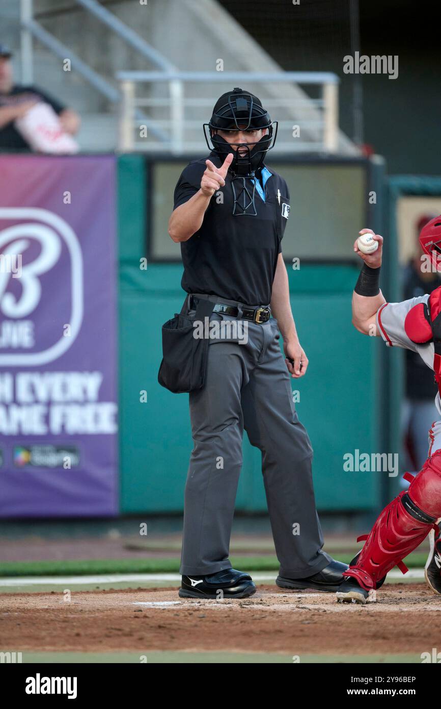 Umpire Charlie Welling calls a strike during an MiLB Eastern League ...
