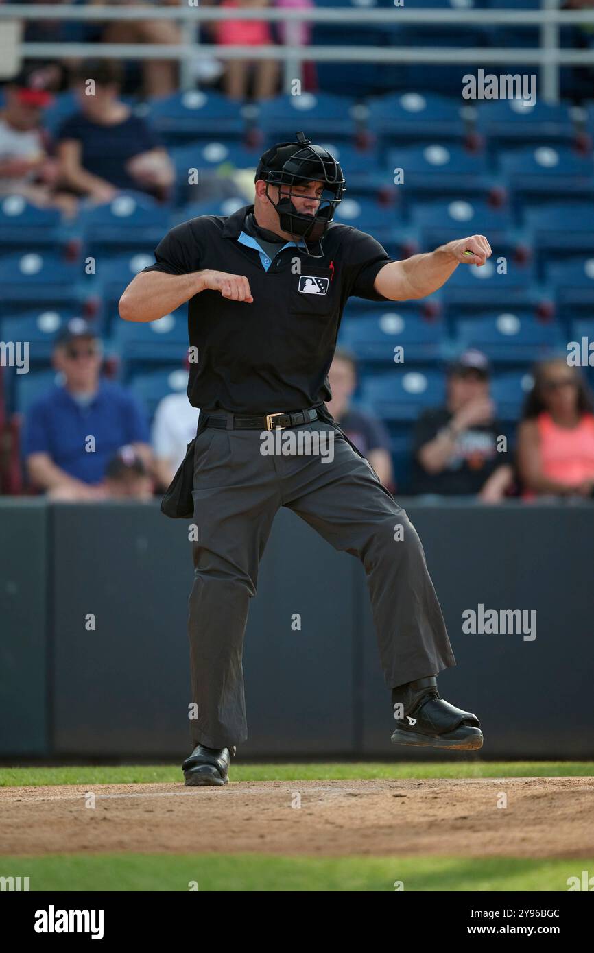 Umpire Kellen Martin calls a strike during an MiLB Eastern League game ...