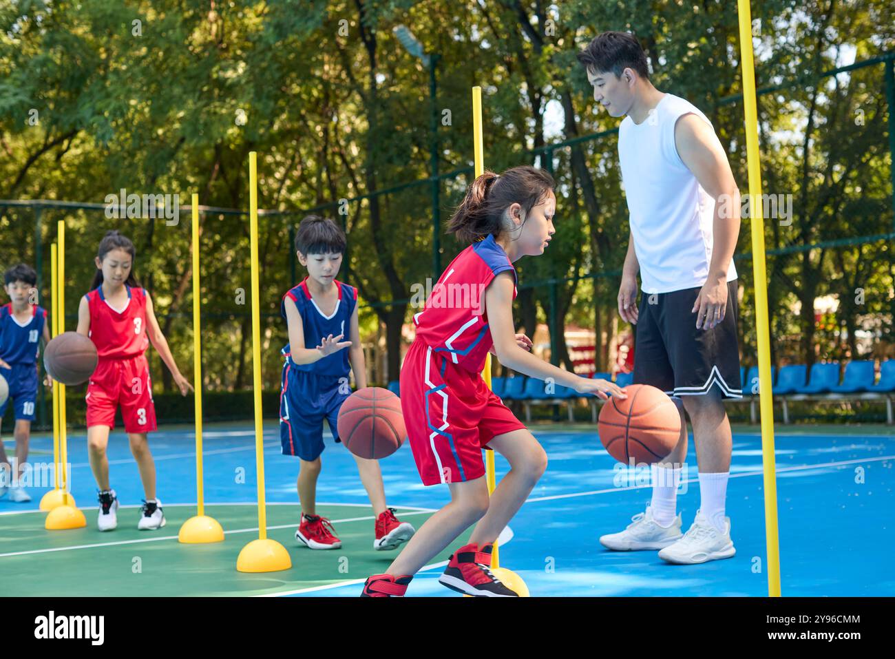 Kids Warming Up During Basketball Training Class Stock Photo - Alamy