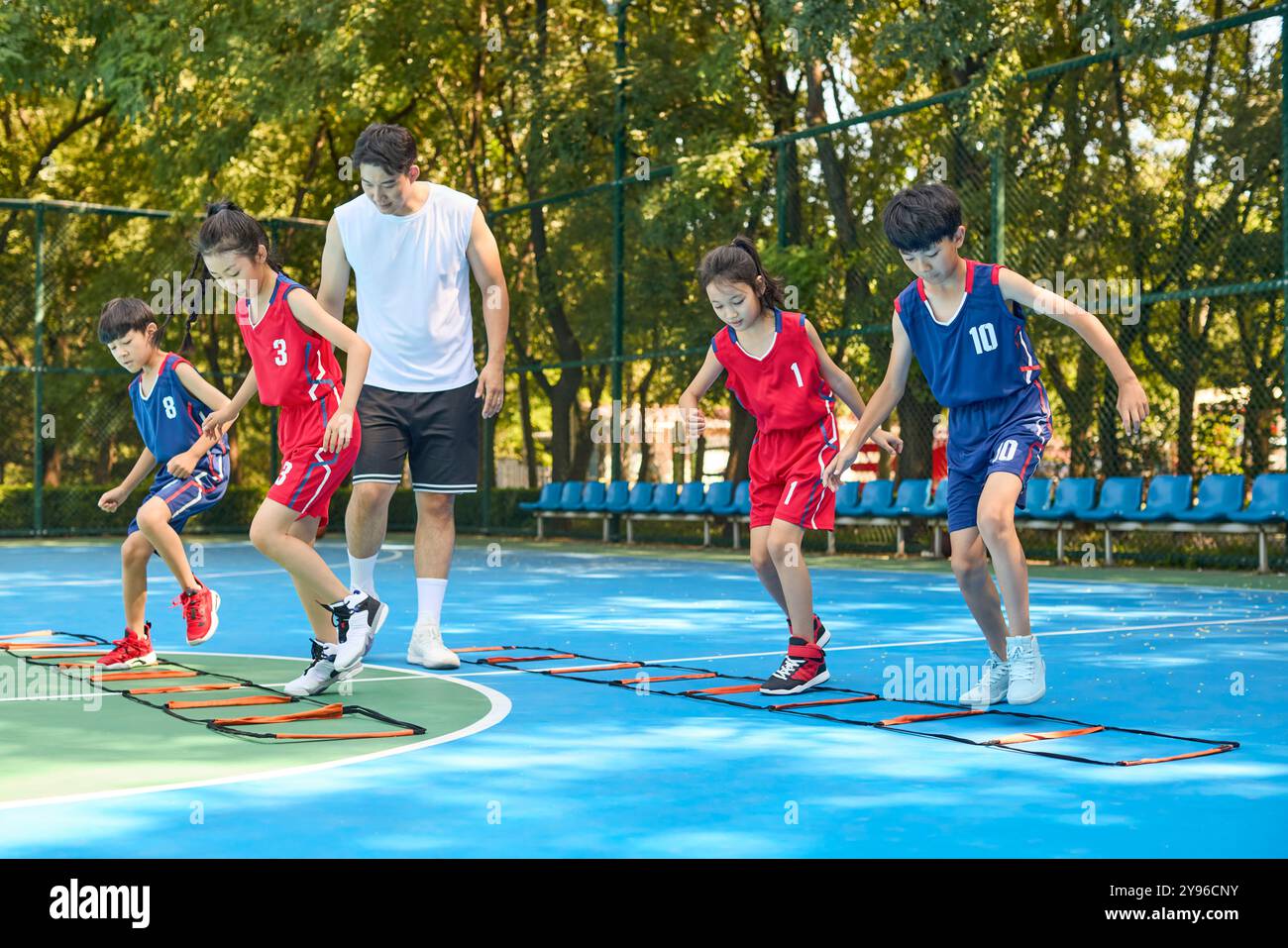 Kids Warming Up During Basketball Training Class Stock Photo - Alamy