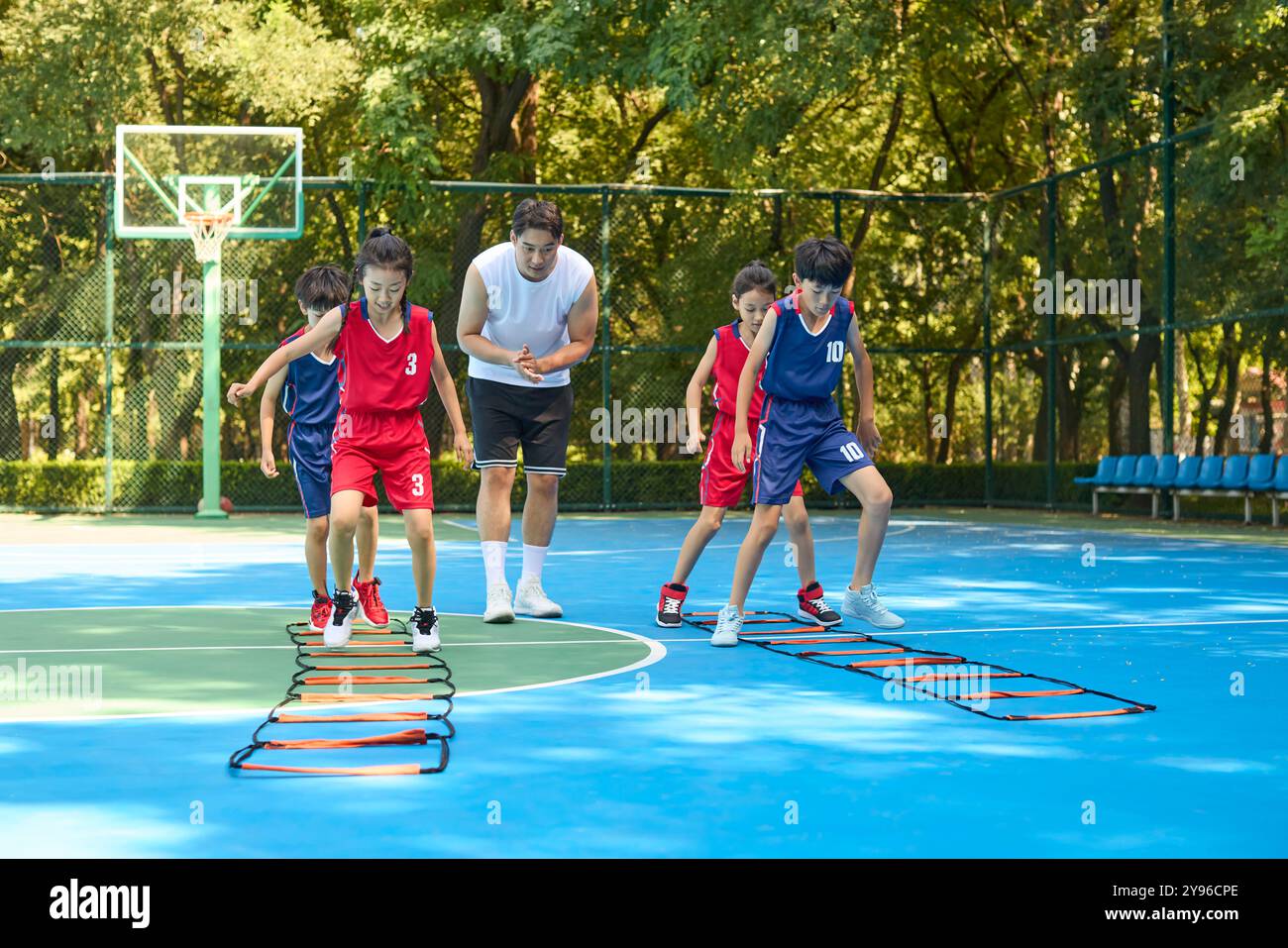 Kids Warming Up During Basketball Training Class Stock Photo - Alamy