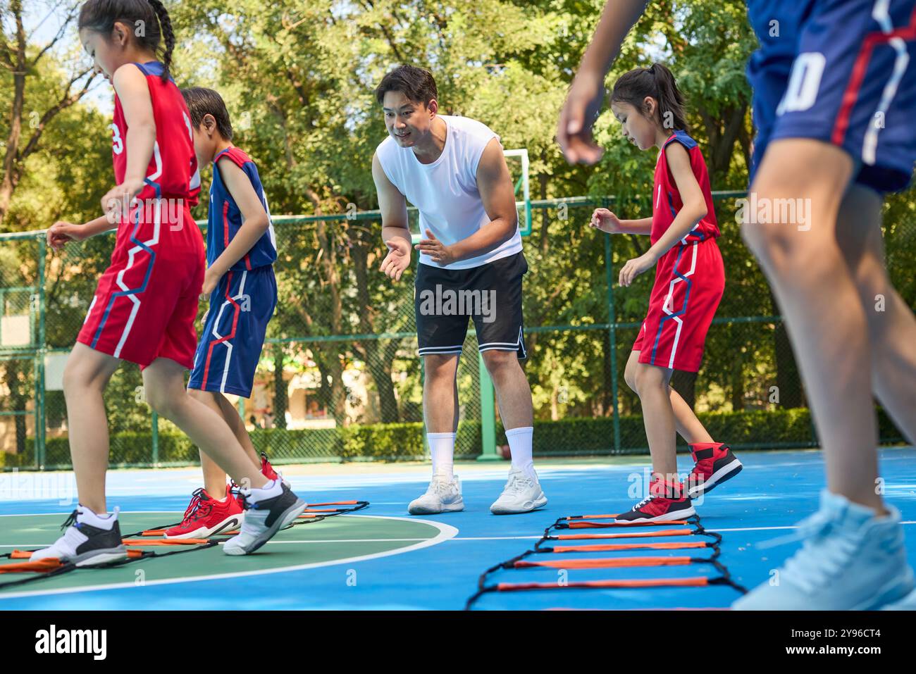 Kids Warming Up During Basketball Training Class Stock Photo - Alamy