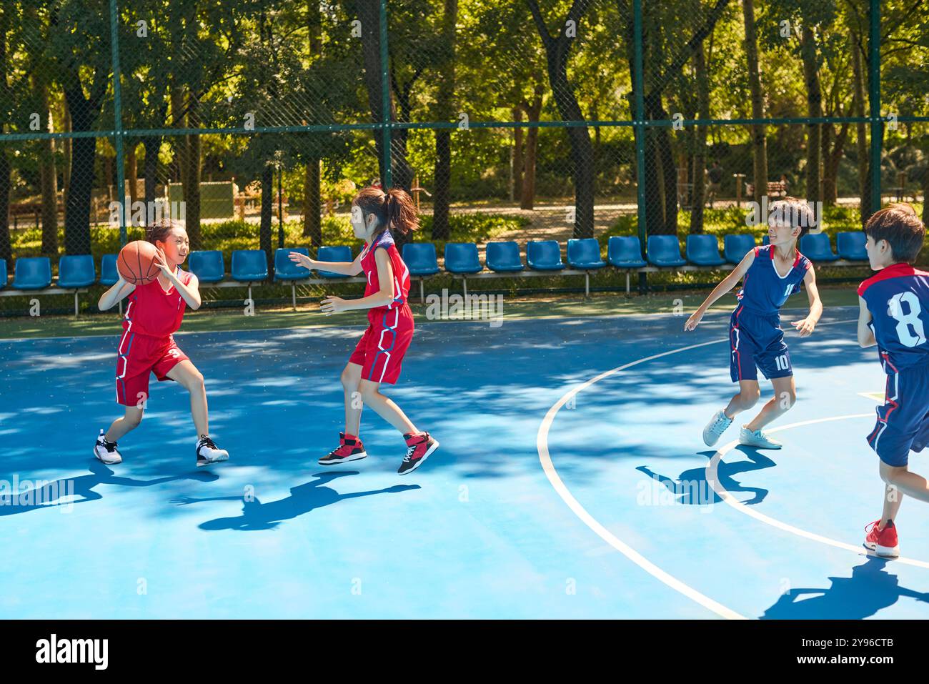 Kids Playing Basketball on Basketball Court Stock Photo - Alamy