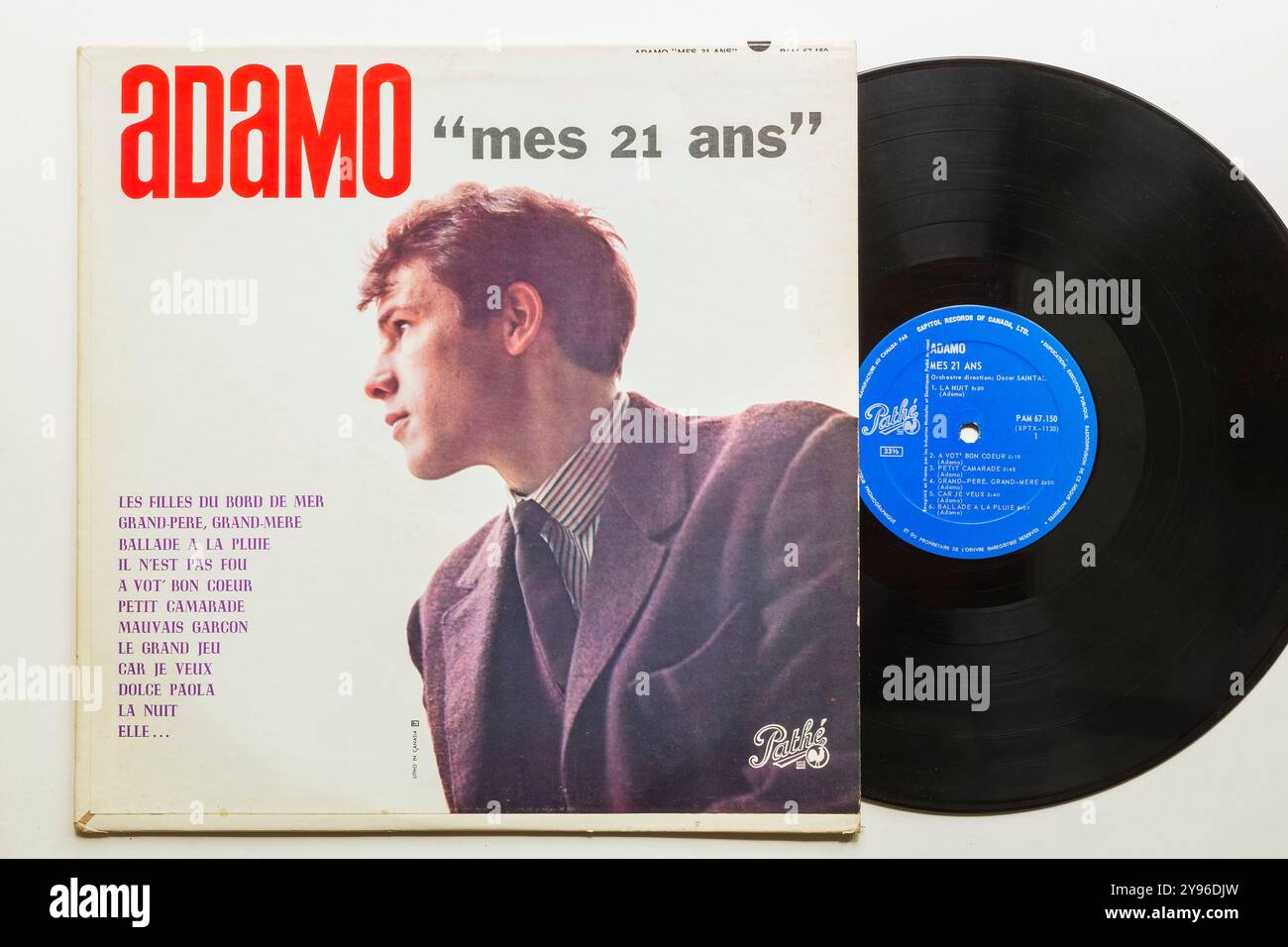Adamo Mes 21 Ans 33 1/3 rpm long play record album cover and vinyl ...