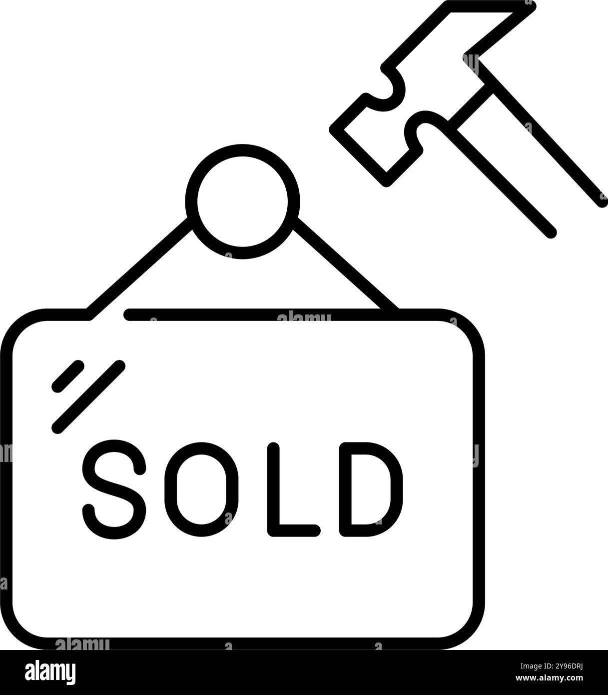 Hammer and sold sign. Property, real estate agent. Pixel perfect ...