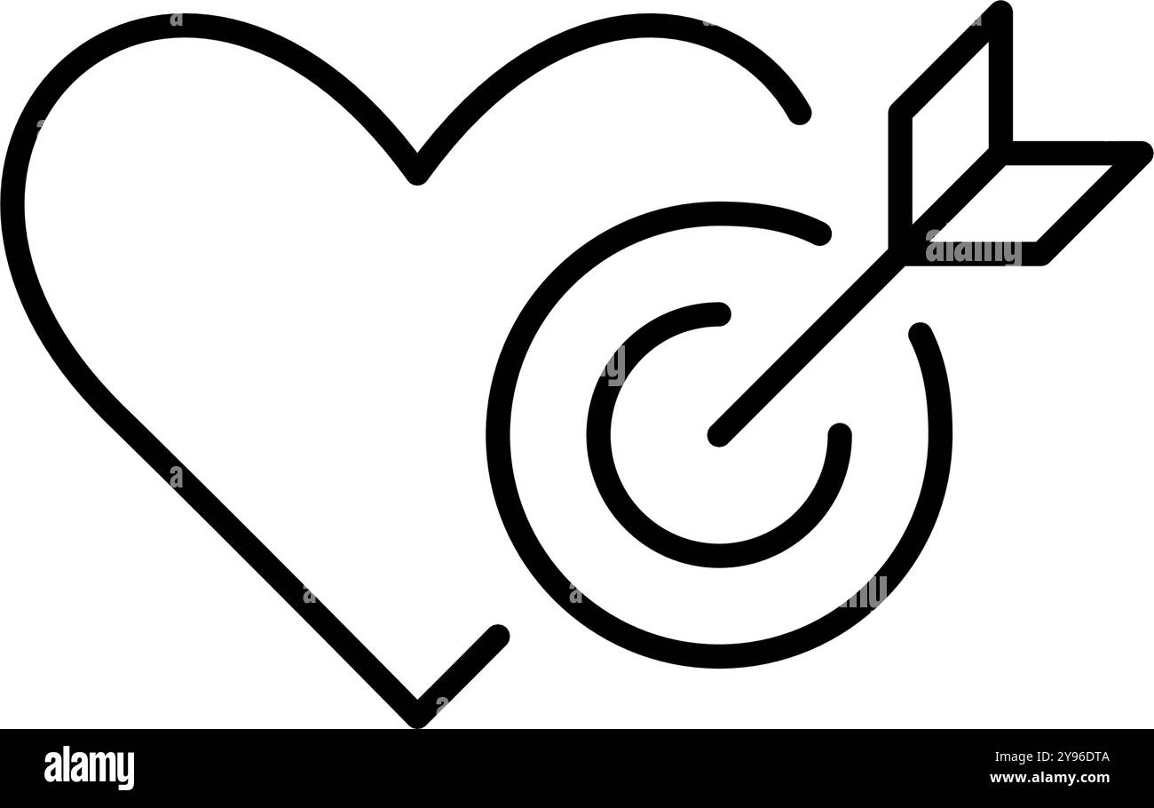 Arrow striking target in heart. Romantic love success, finding partner ...