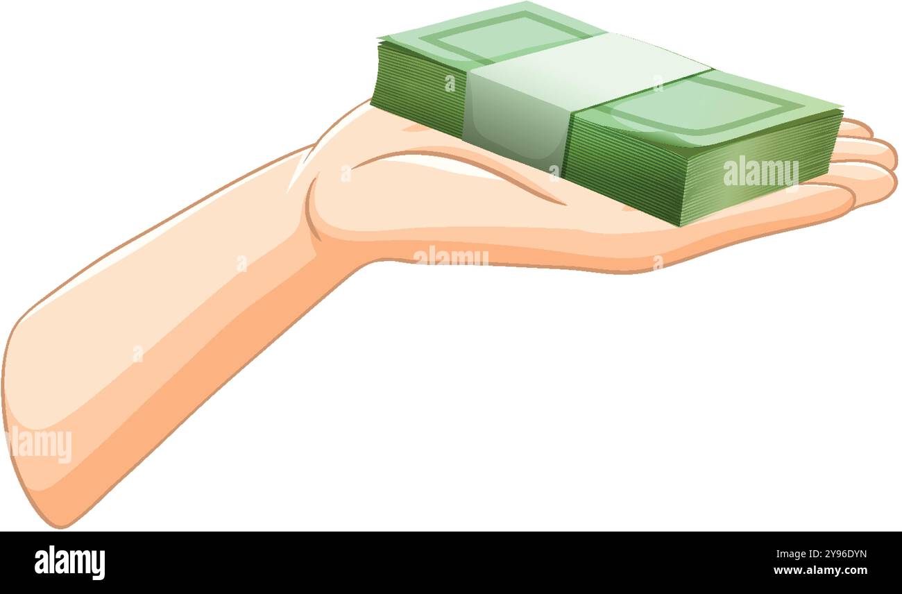 Illustration of hand offering cash bundle Stock Vector Image & Art - Alamy