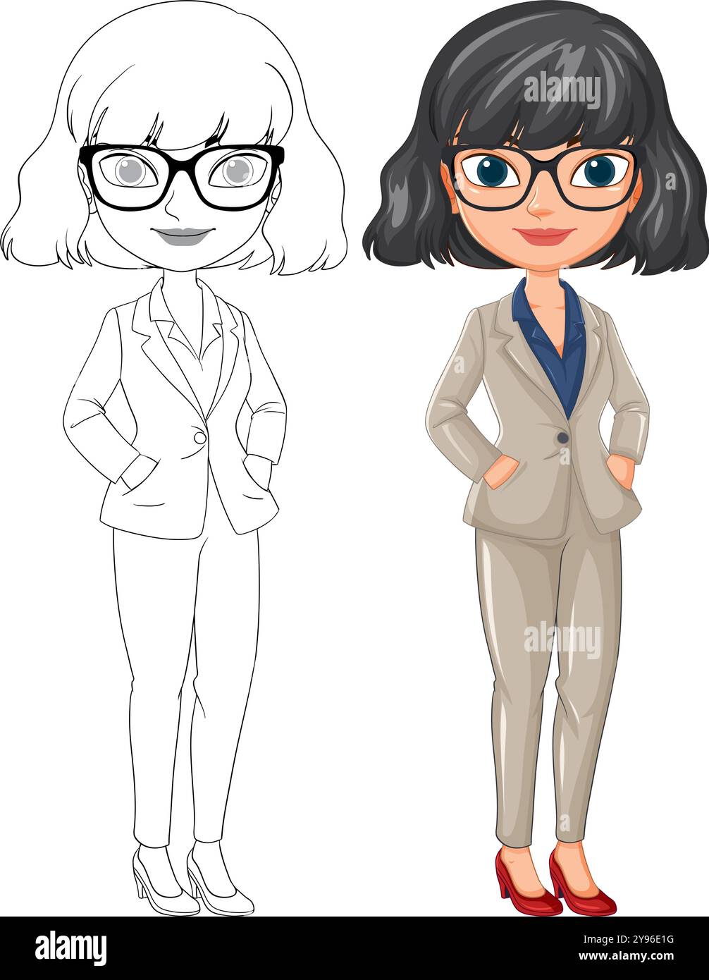 Illustration of a woman in a business suit Stock Vector Image & Art - Alamy