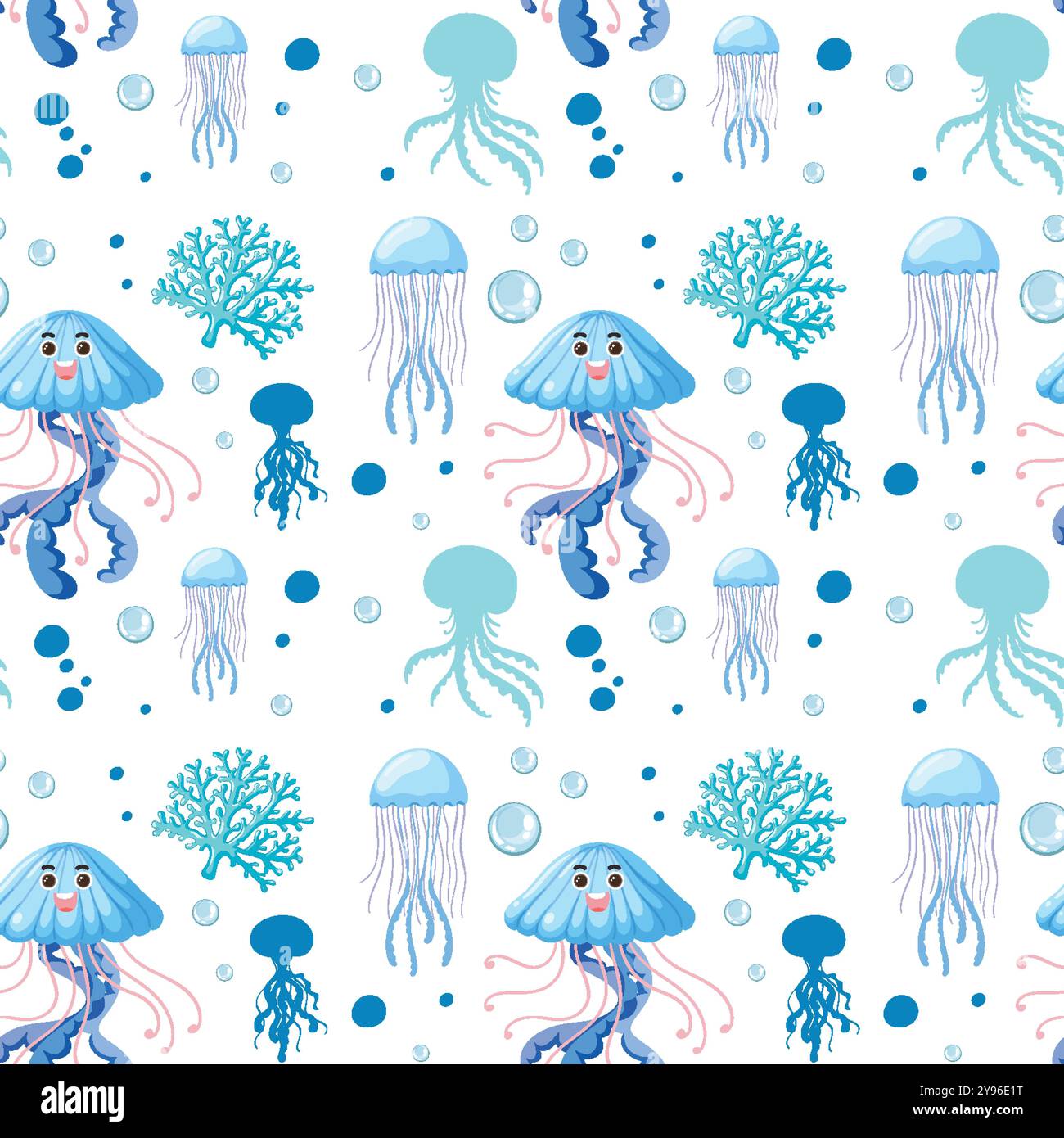 Colorful jellyfish and sea life pattern illustration Stock Vector Image ...