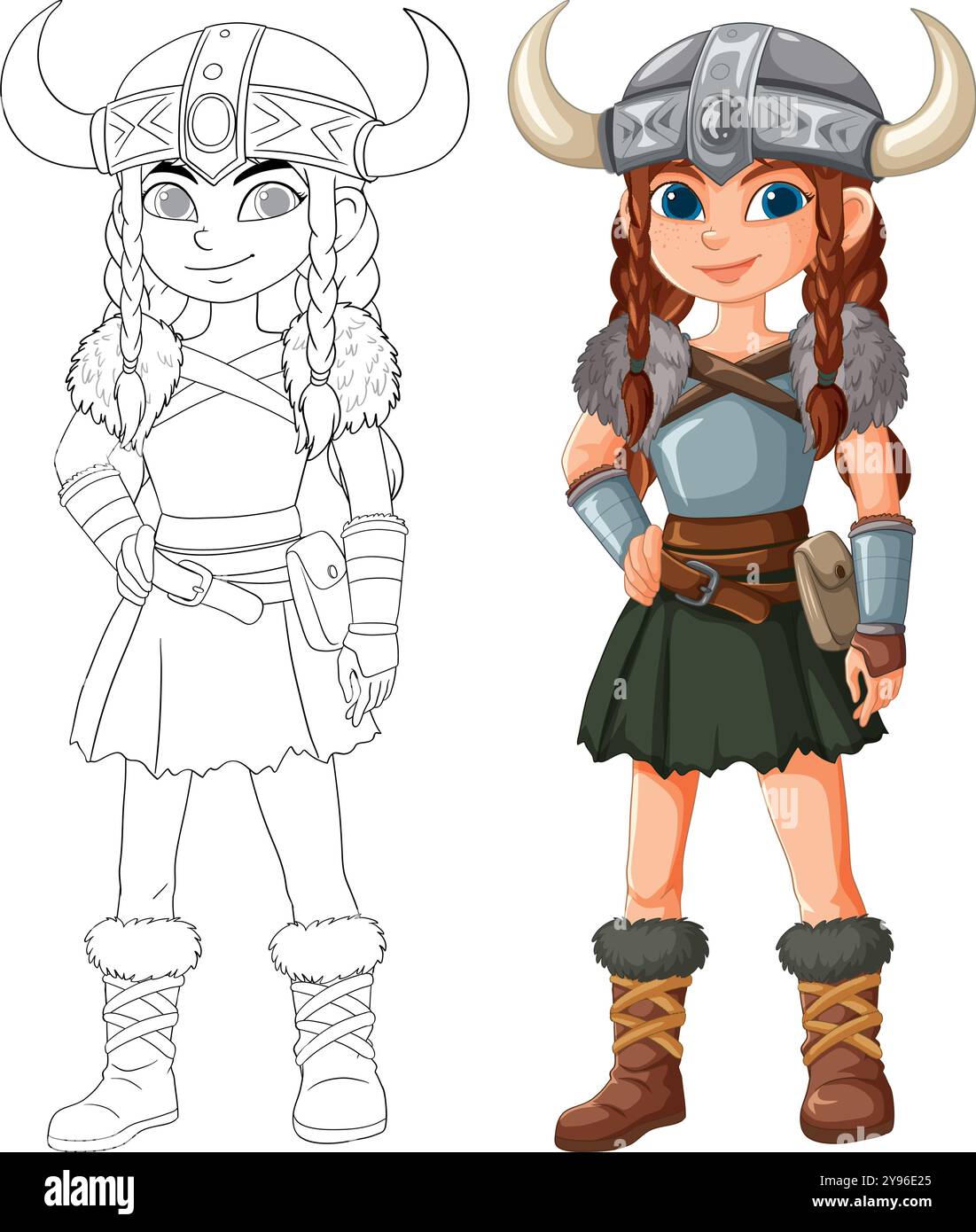 Young Viking girl in warrior attire Stock Vector Image & Art - Alamy