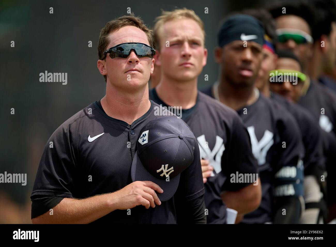 FCL Yankees manager Ryan Chipka (12) and coach Chase Gerbrick (59 ...
