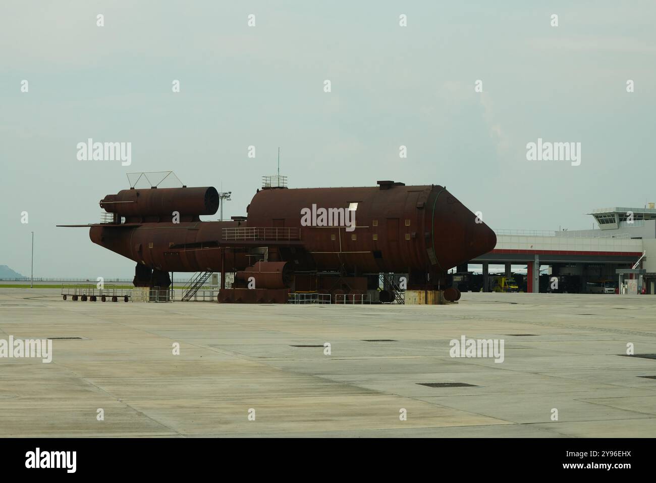 Old rusty body of a passenger jet used as an artwork at Hong Kong ...
