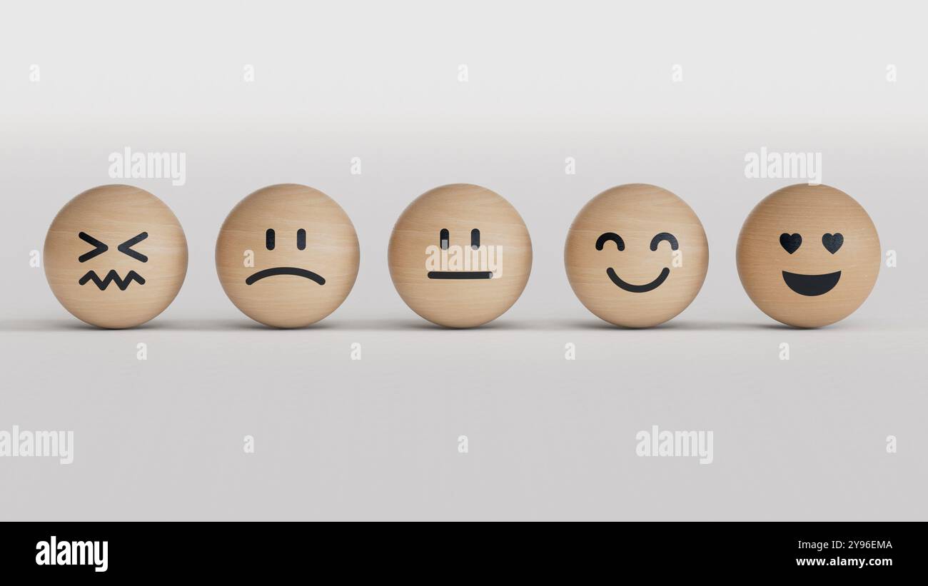 Customer satisfaction rating. The scale of emotions with smiles.3D ...