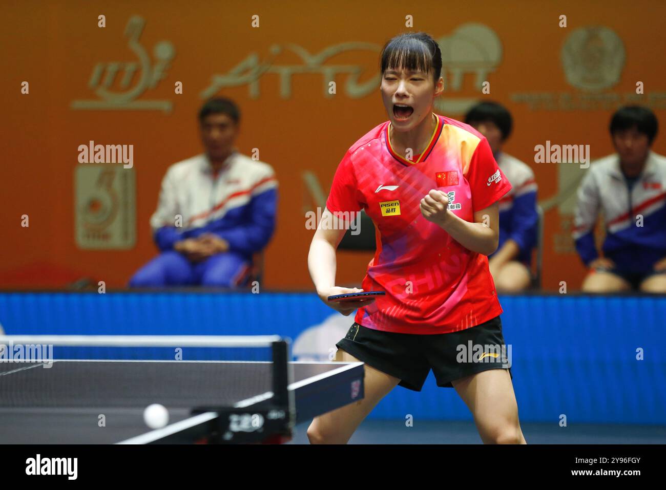 Astana, Kazakhstan. 8th Oct, 2024. Shi Xunyao of China celebrates for a ...