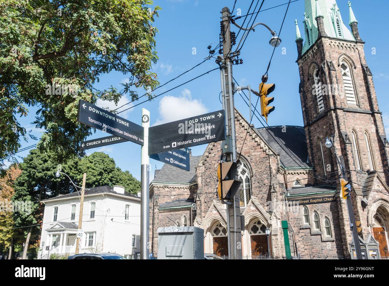 An outdoor direction sign located on the street in downtown Toronto ...