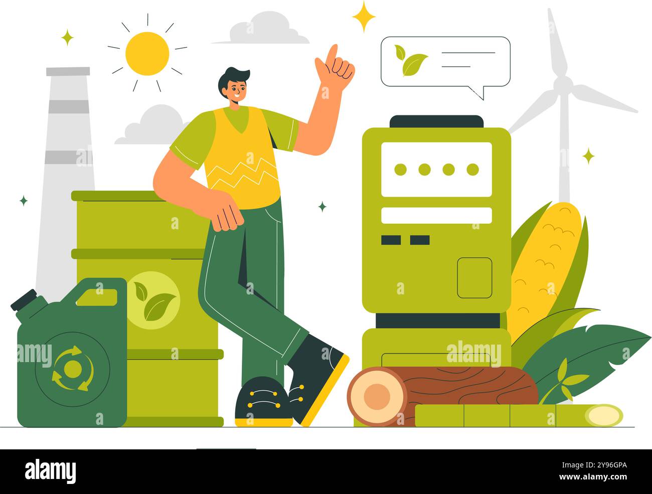 Biofuel Life Cycle of Natural Materials and Plants with Green Barrels ...