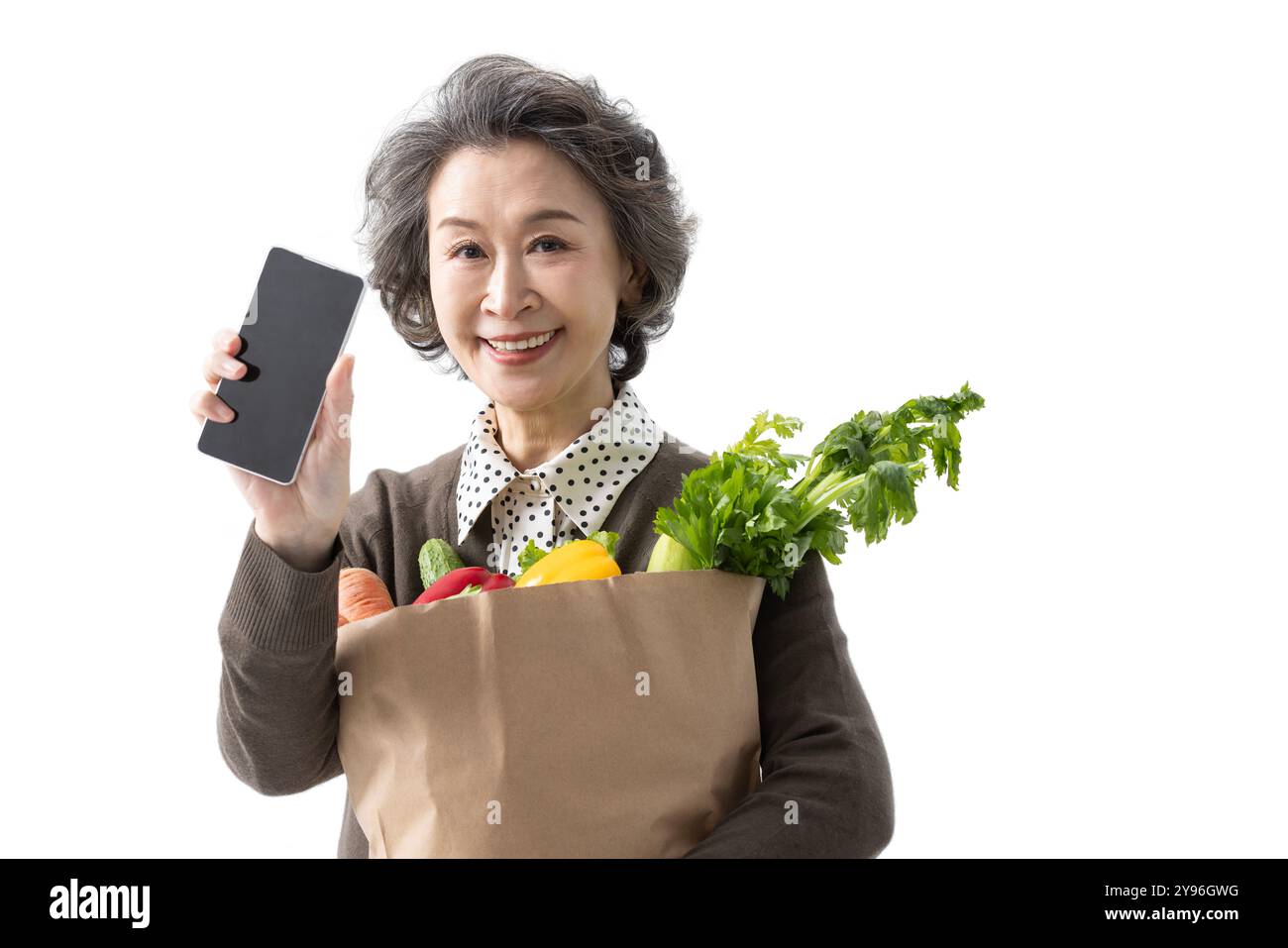 Senior woman shopping bag internet hi-res stock photography and images ...